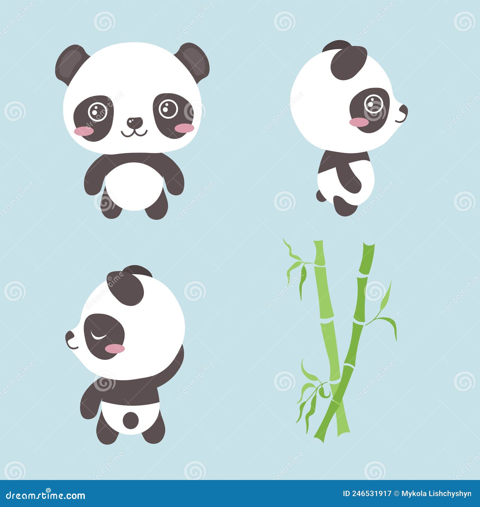Pandas Character Animal Vector Creation Set. Panda Characters Animal ...