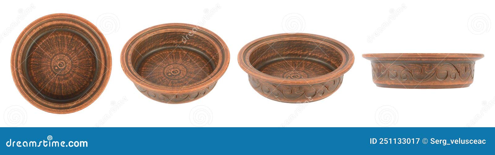 Set of Beautiful Clay Pots from Different Angles Isolated on White ...