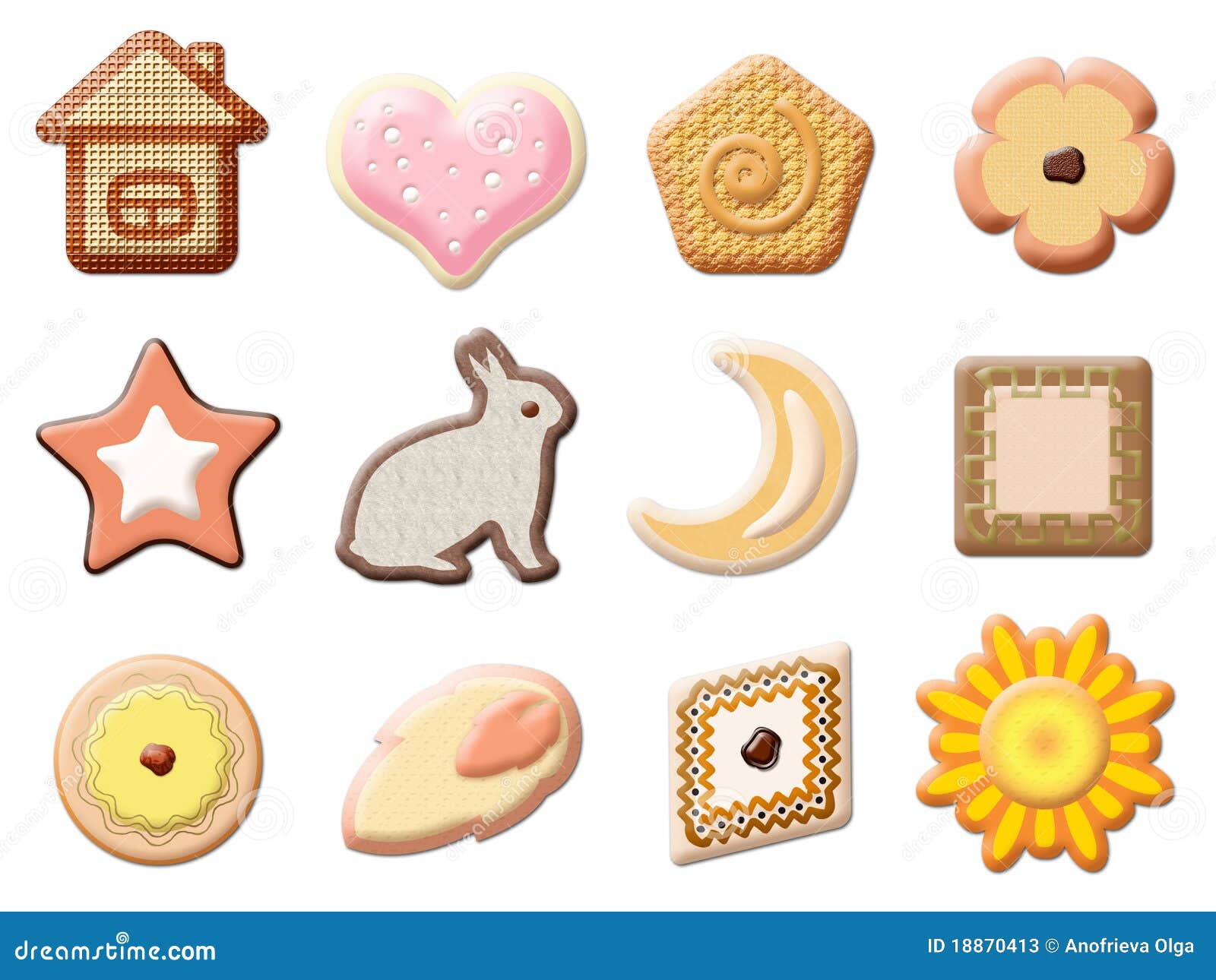 Set of beautiful cookies stock illustration. Illustration of biscuit ...