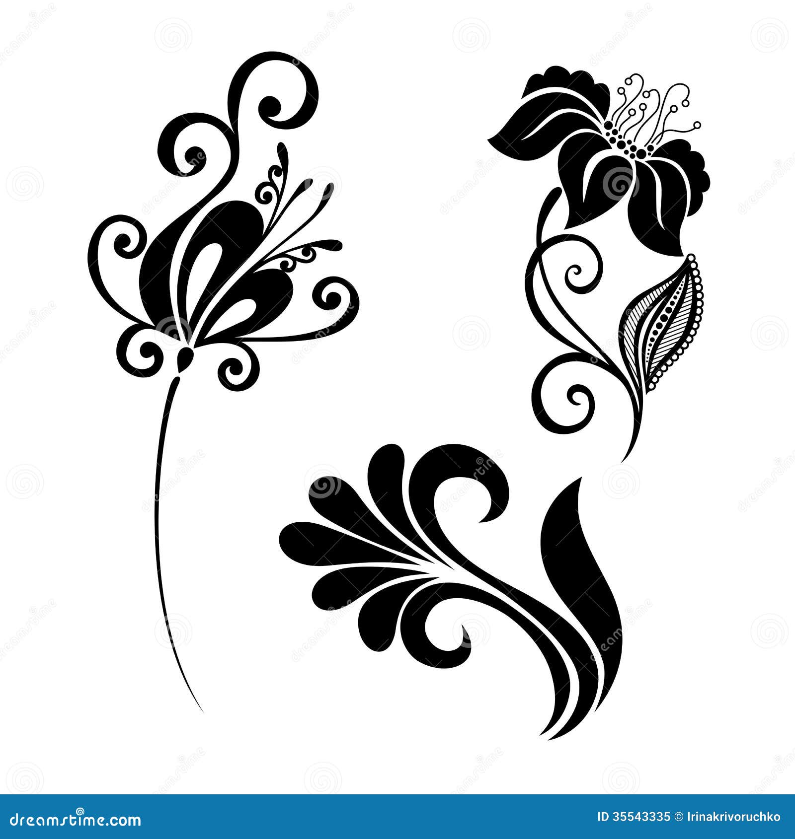 Set of Beautiful Deco Flowers Stock Vector - Illustration of blossom ...