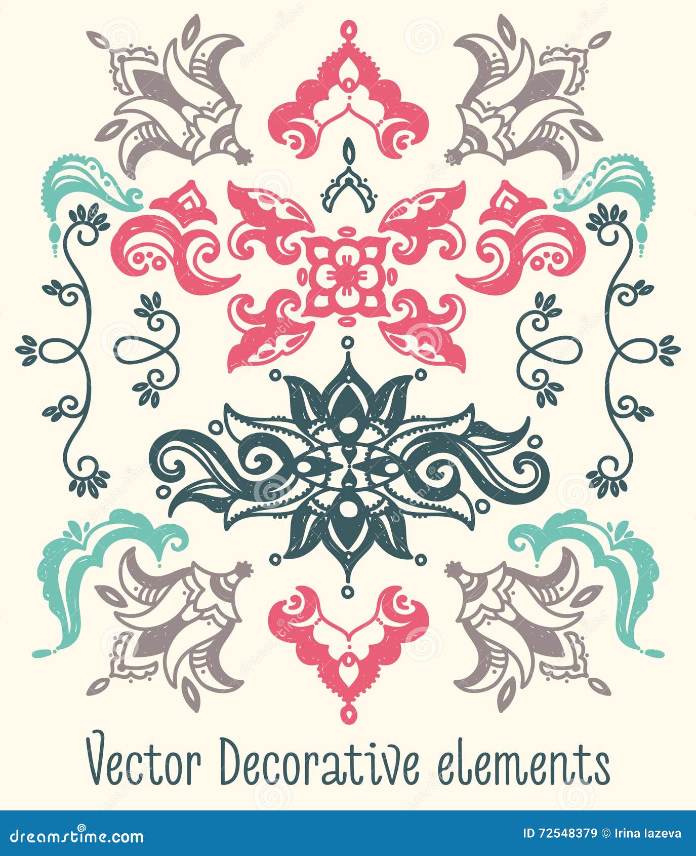 Set of Beautiful Decorative Elements Stock Vector - Illustration of ...