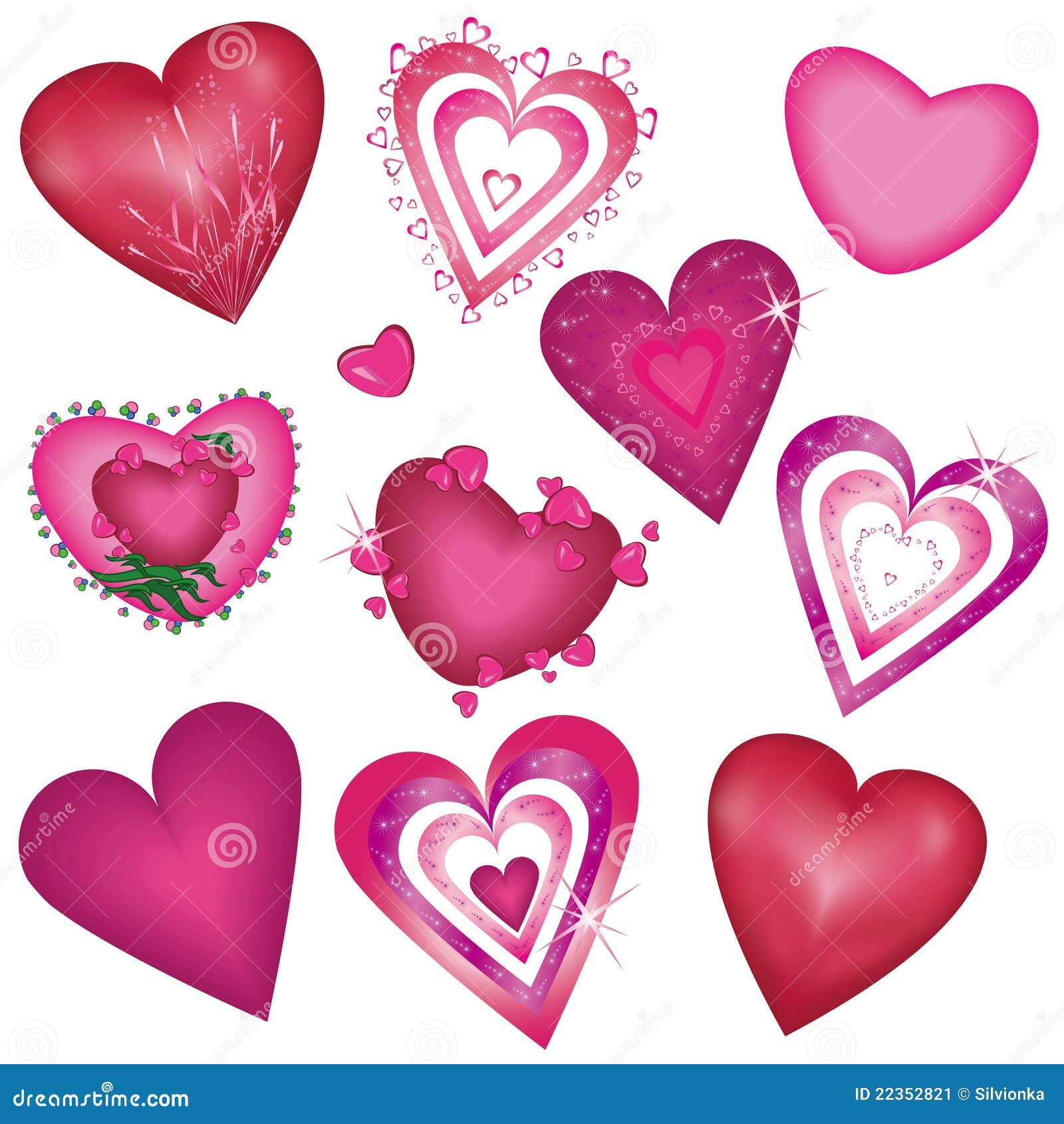 Set of Beautiful Decorative Hearts Stock Vector - Illustration of ...