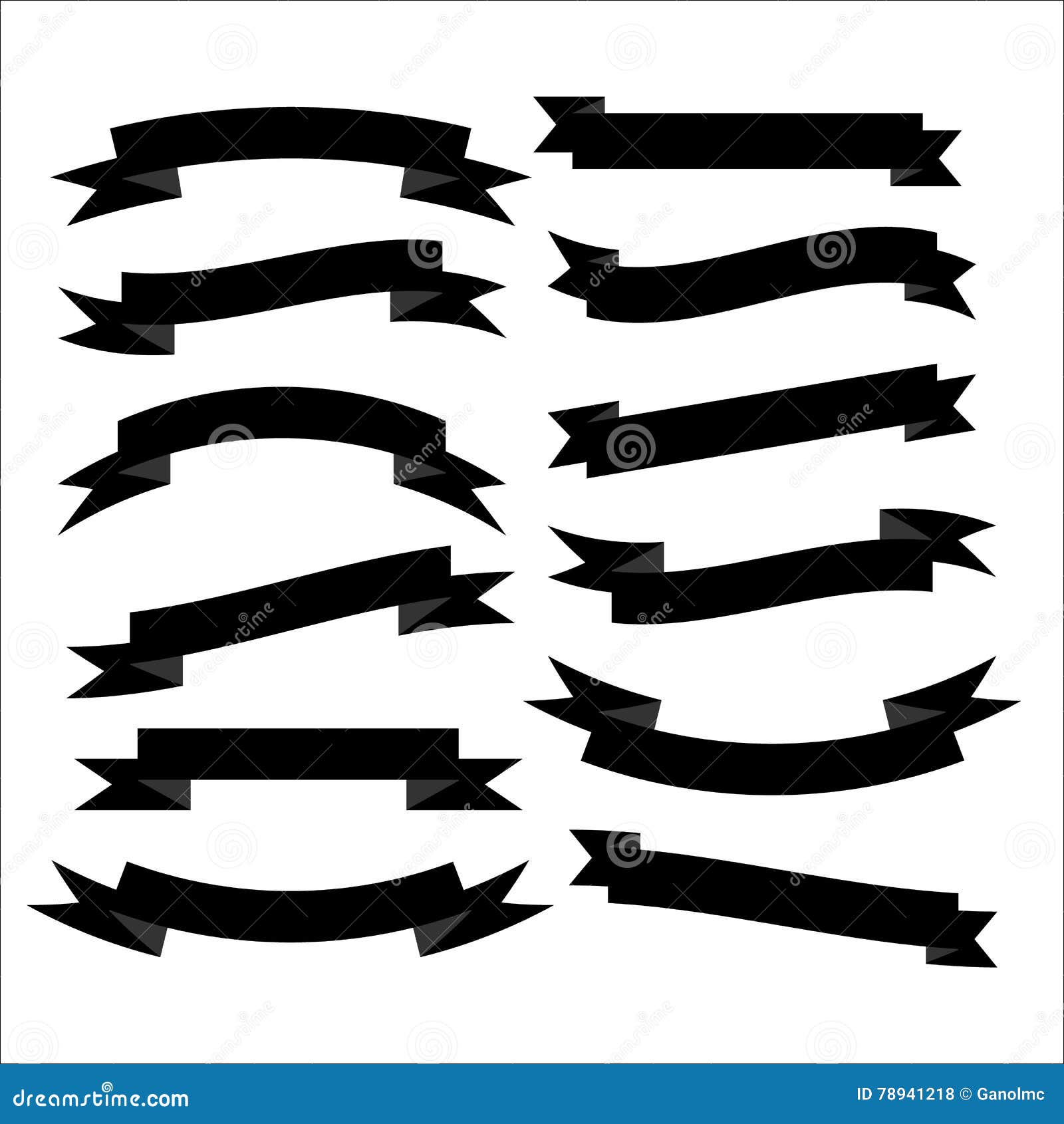 Set of Beautiful Festive Black Ribbons. Vector Illustration Stock ...