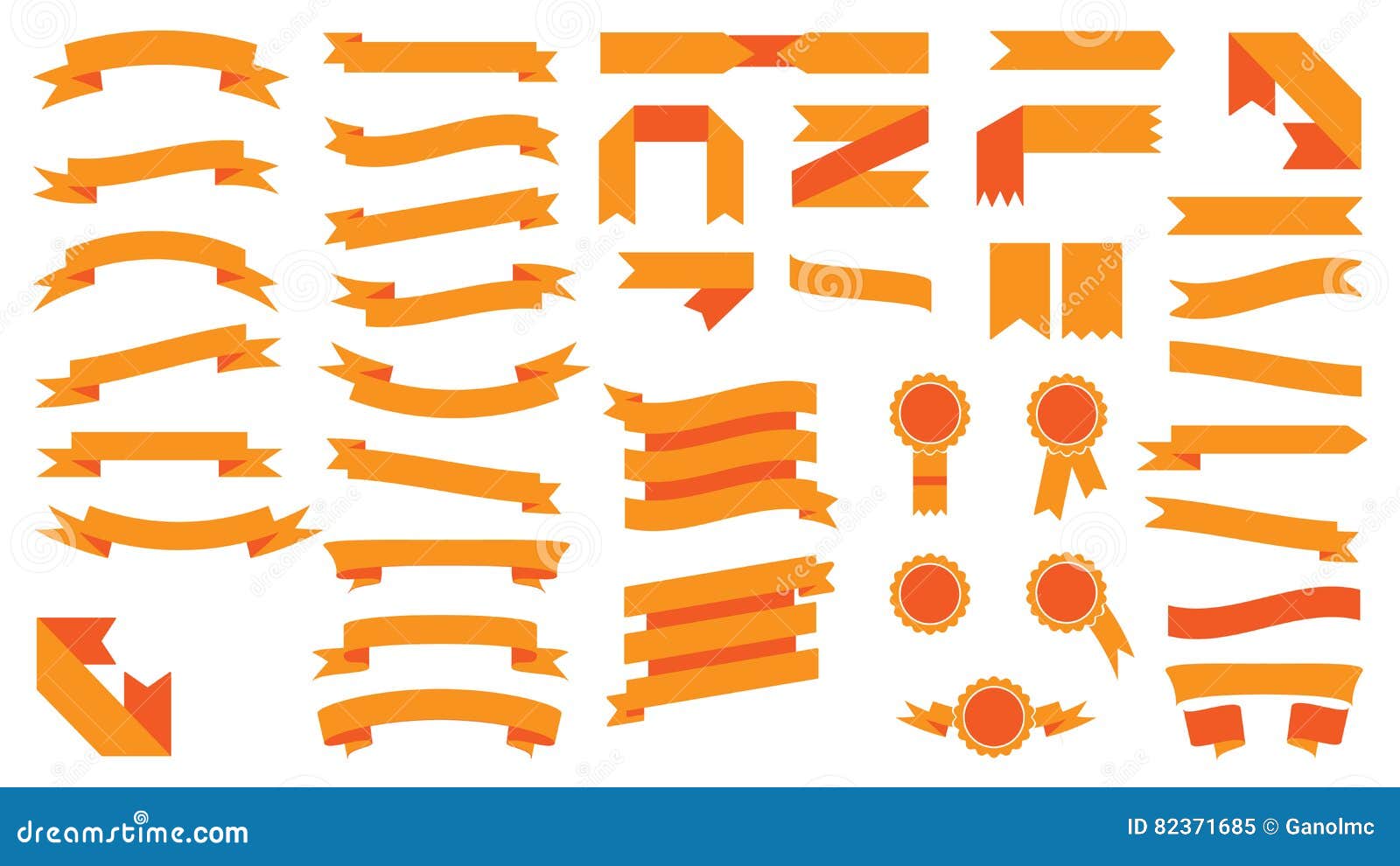 Set of Beautiful Festive Colored Orange Ribbons. Stock Vector ...