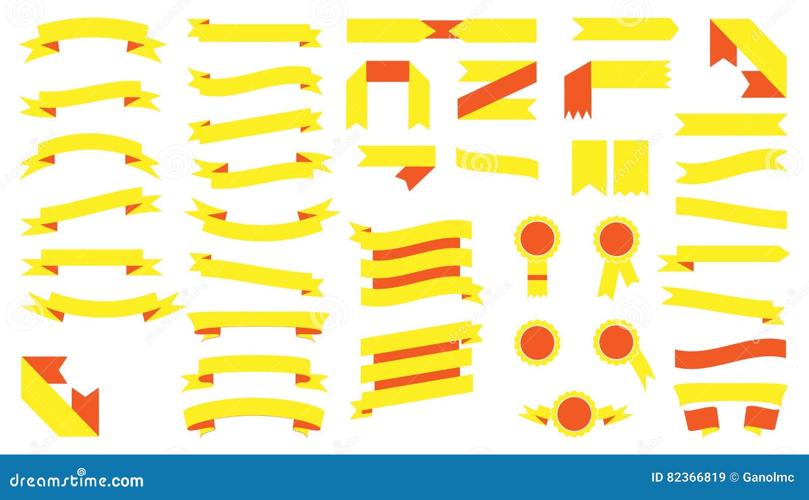 Set of Beautiful Festive Colored Yellow Ribbons. Vector Illustration ...