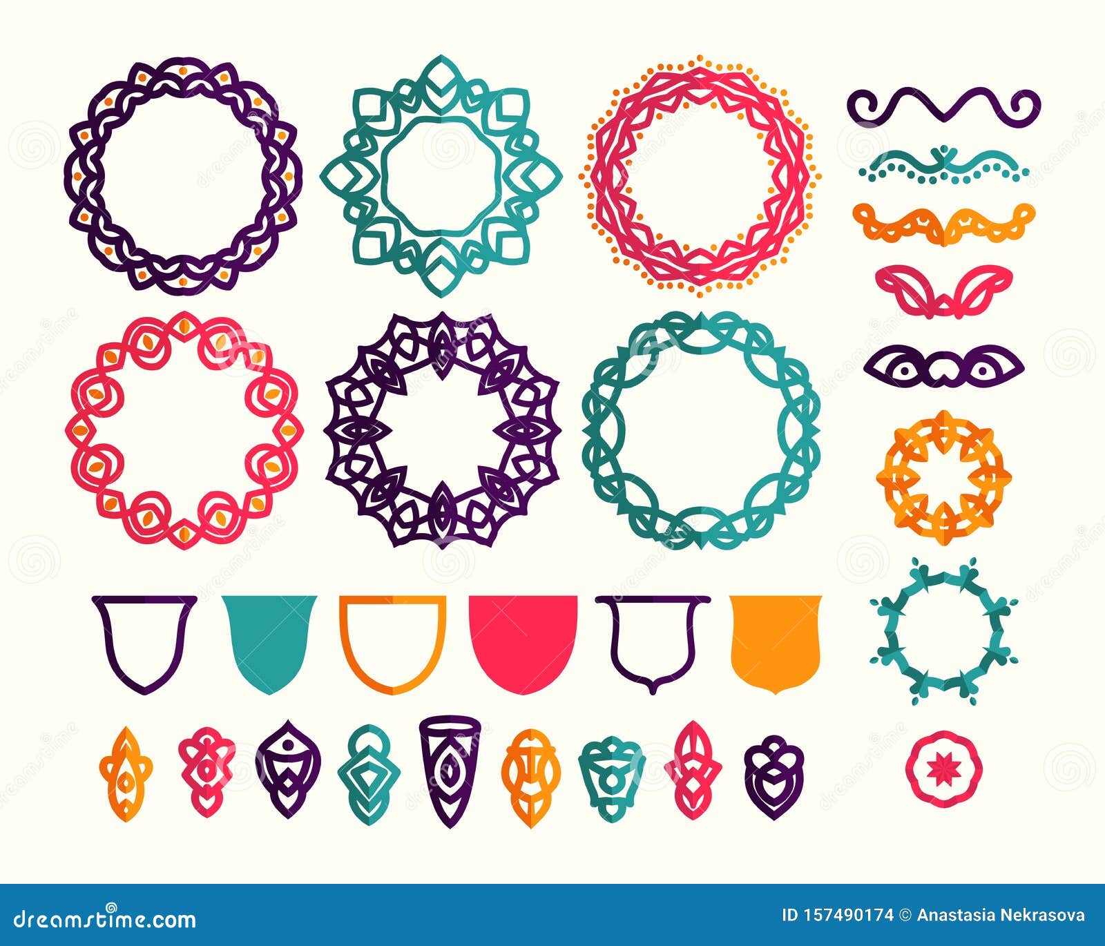 Set of Beautiful Frame. Vector Framework Set Flat Modern Style. Badges ...