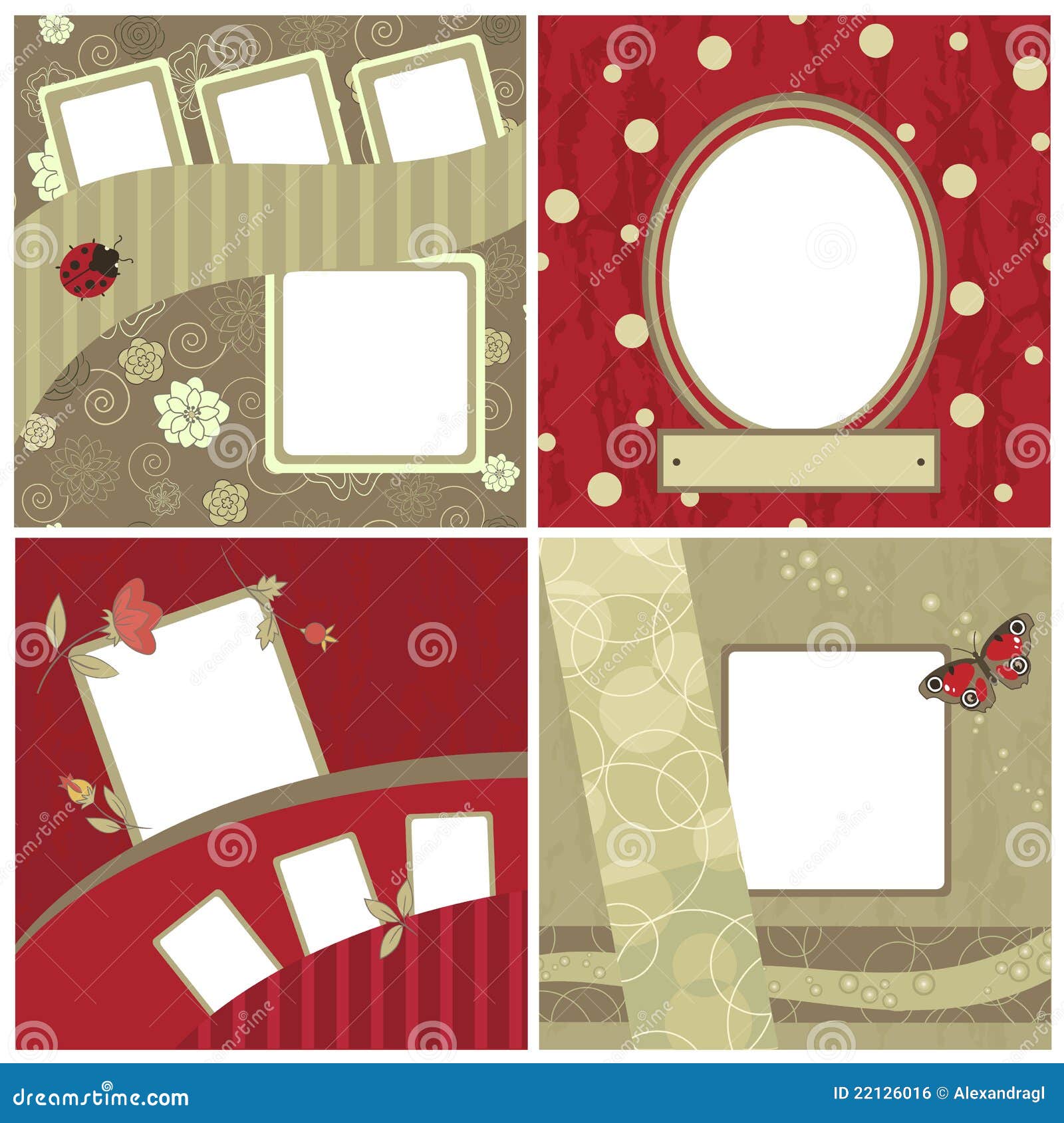 Set of Beautiful Frames for Scrapbooking Stock Vector - Illustration of ...