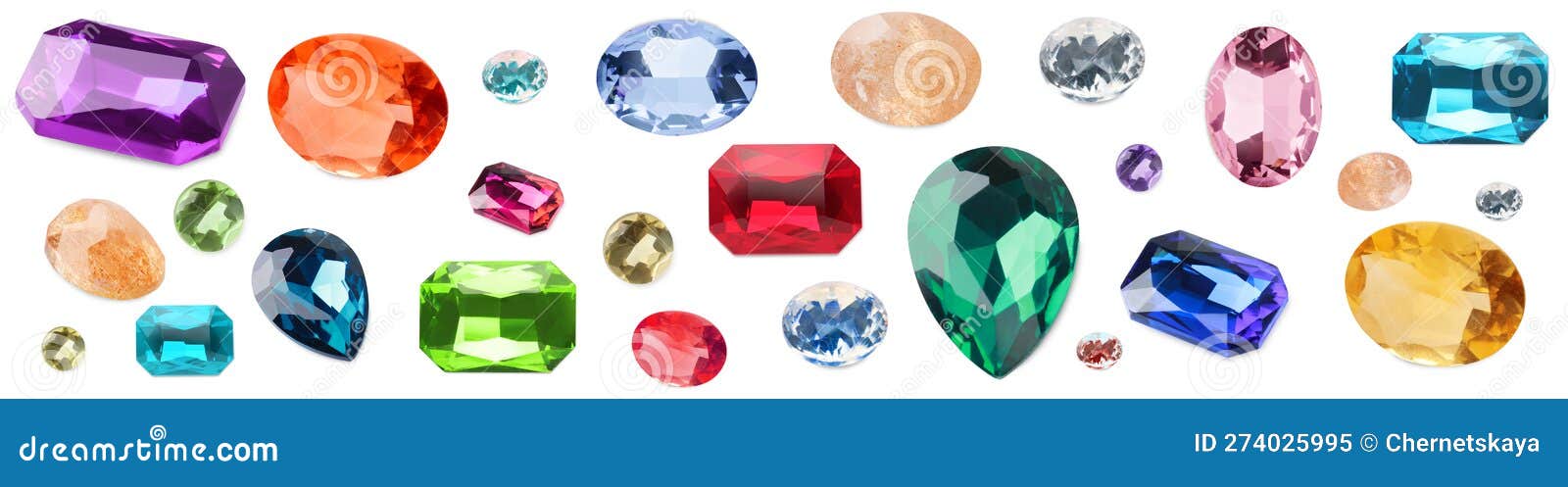 Set of Beautiful Gemstones on White Background Stock Image - Image of ...
