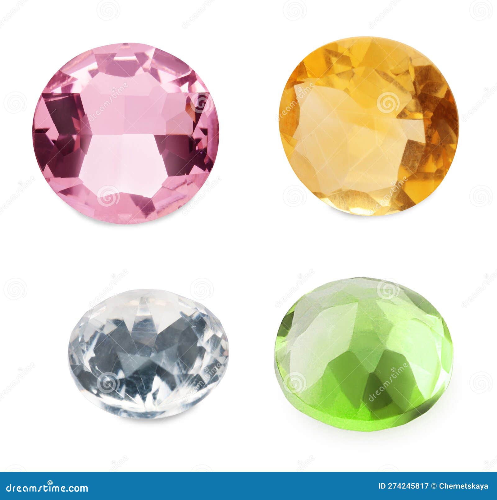 Set of Beautiful Gemstones on White Background Stock Image - Image of ...