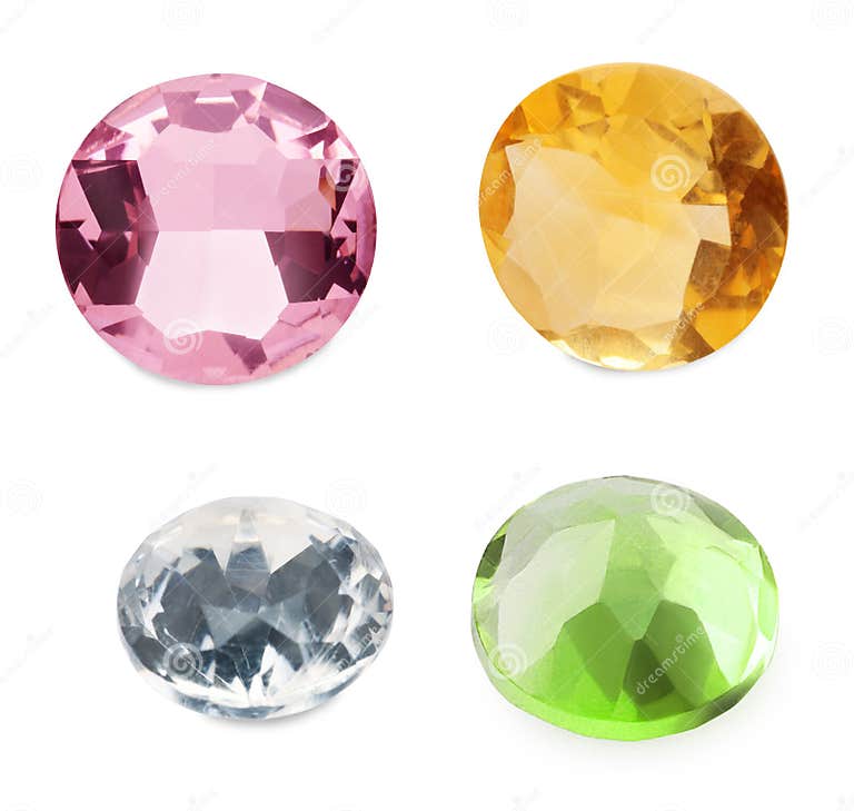 Set of Beautiful Gemstones on White Background Stock Image - Image of ...