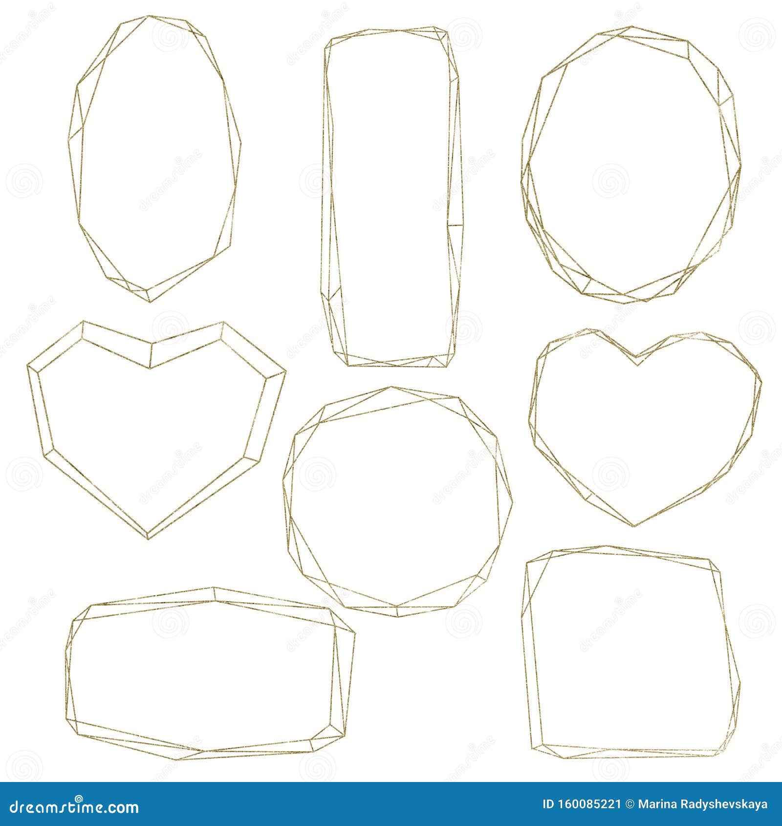 Set Beautiful Geometry Gold Glitter Frame High Resolution Isolated ...