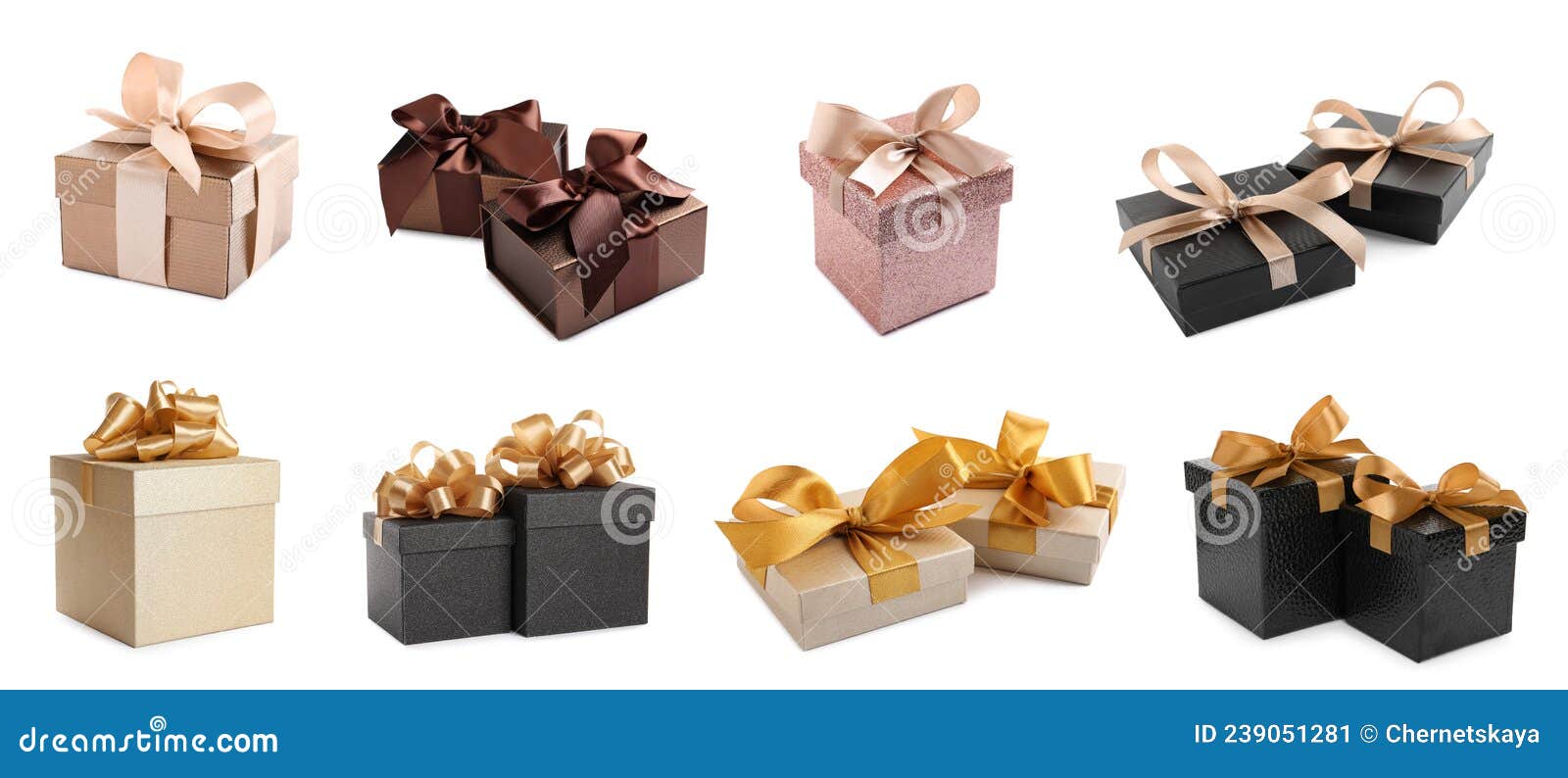 Set with Beautiful Gift Boxes on White Background. Banner Design Stock ...