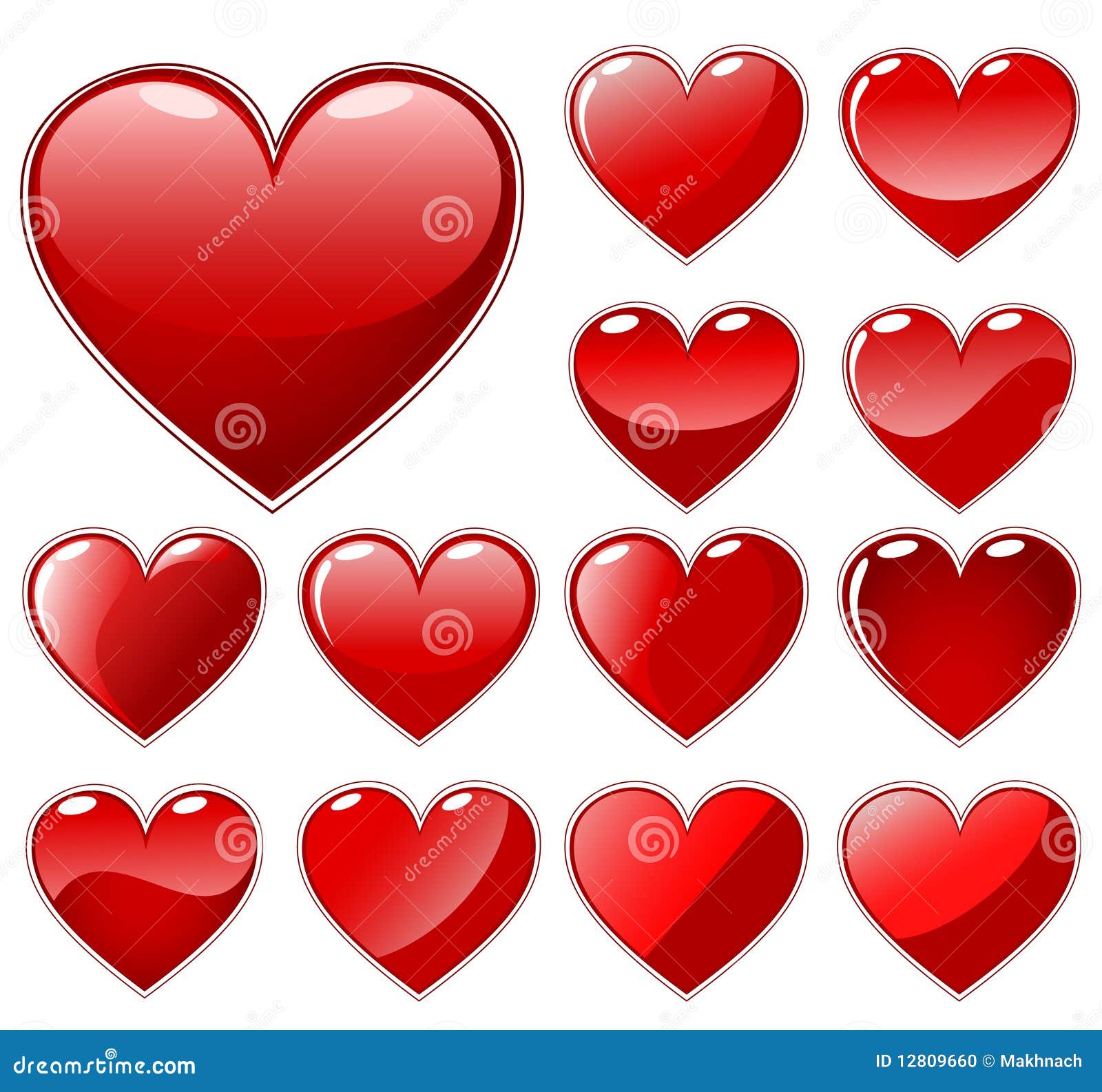 Set of beautiful hearts stock vector. Illustration of elegance - 12809660