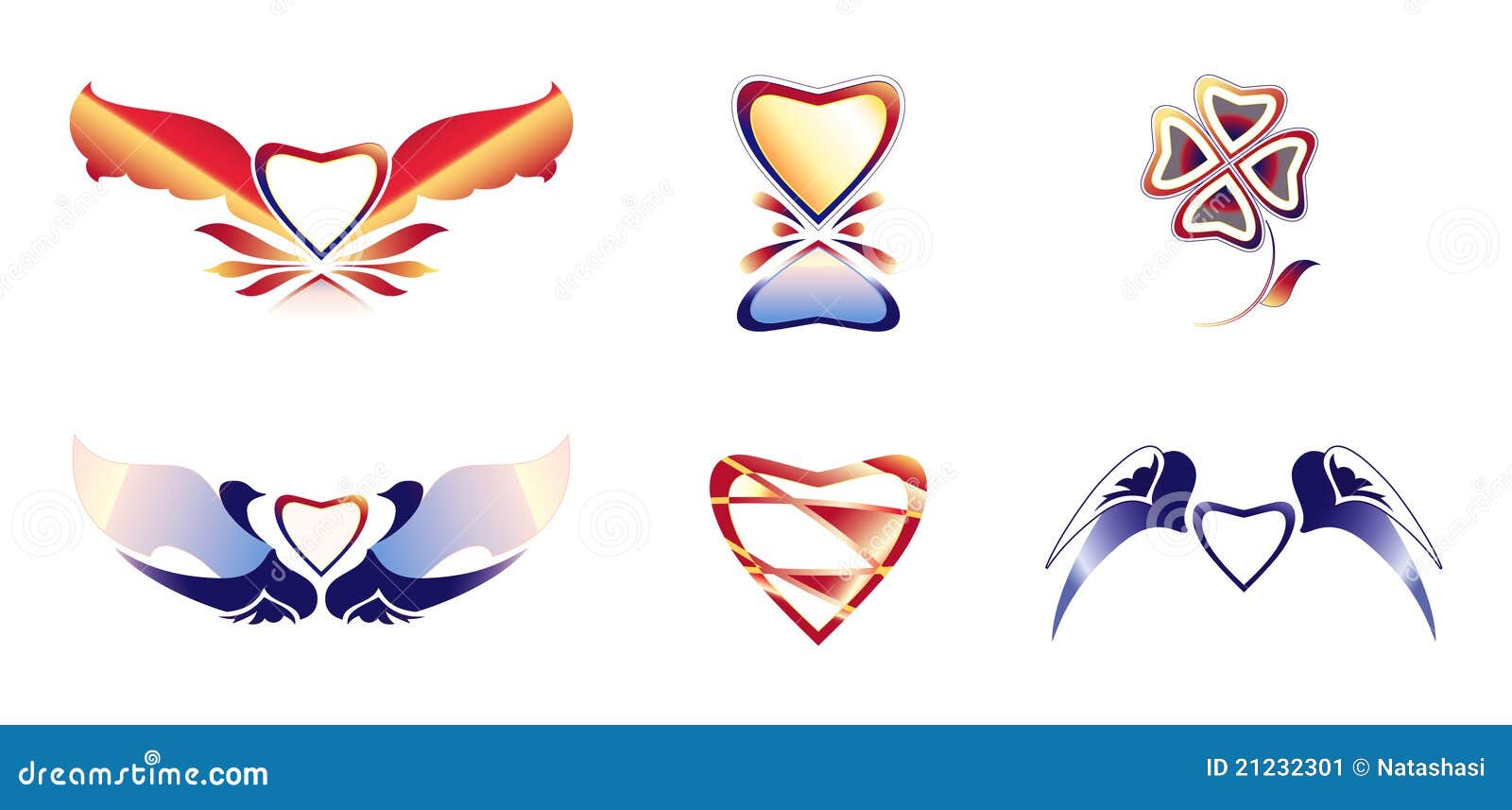Set Beautiful Icons 1, Hearts, Wings Theme Stock Vector - Illustration ...