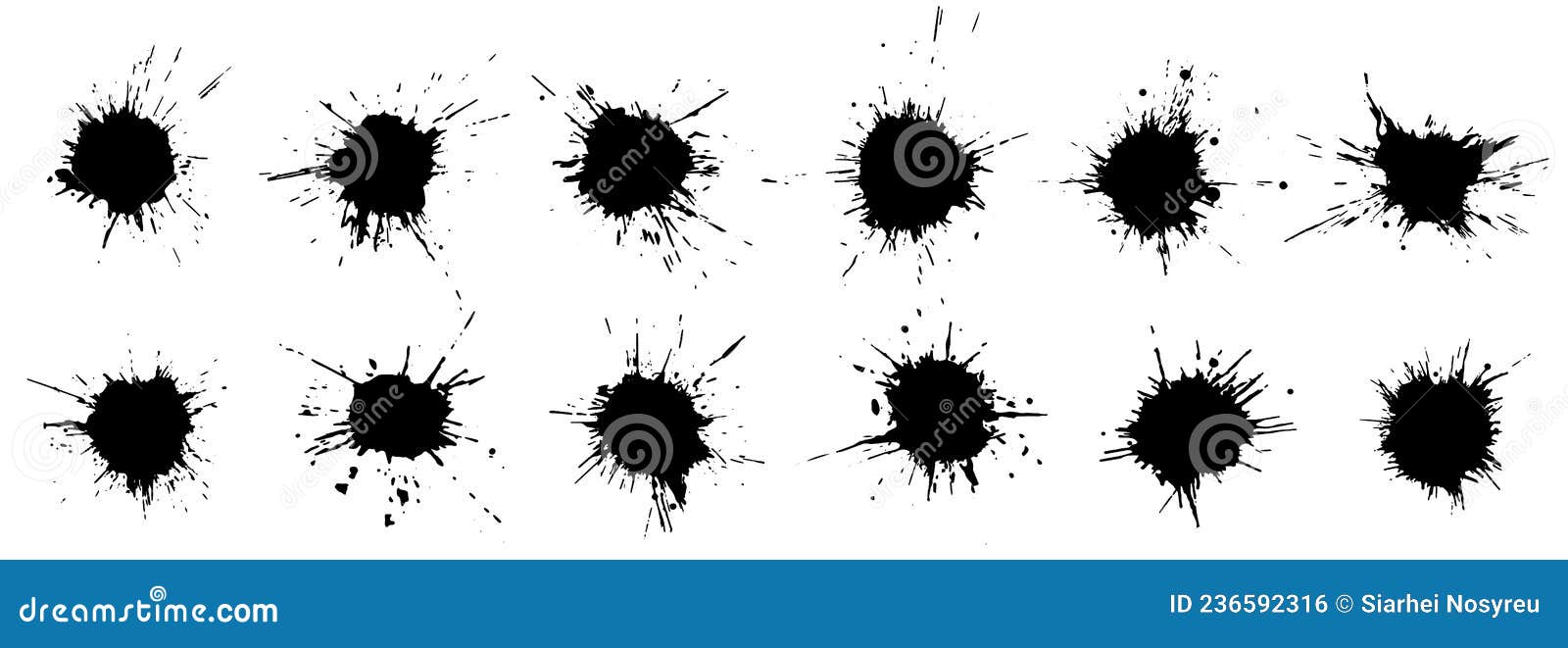 Set of Beautiful Ink Blots, Splats. Paint Splashes Stock Vector ...