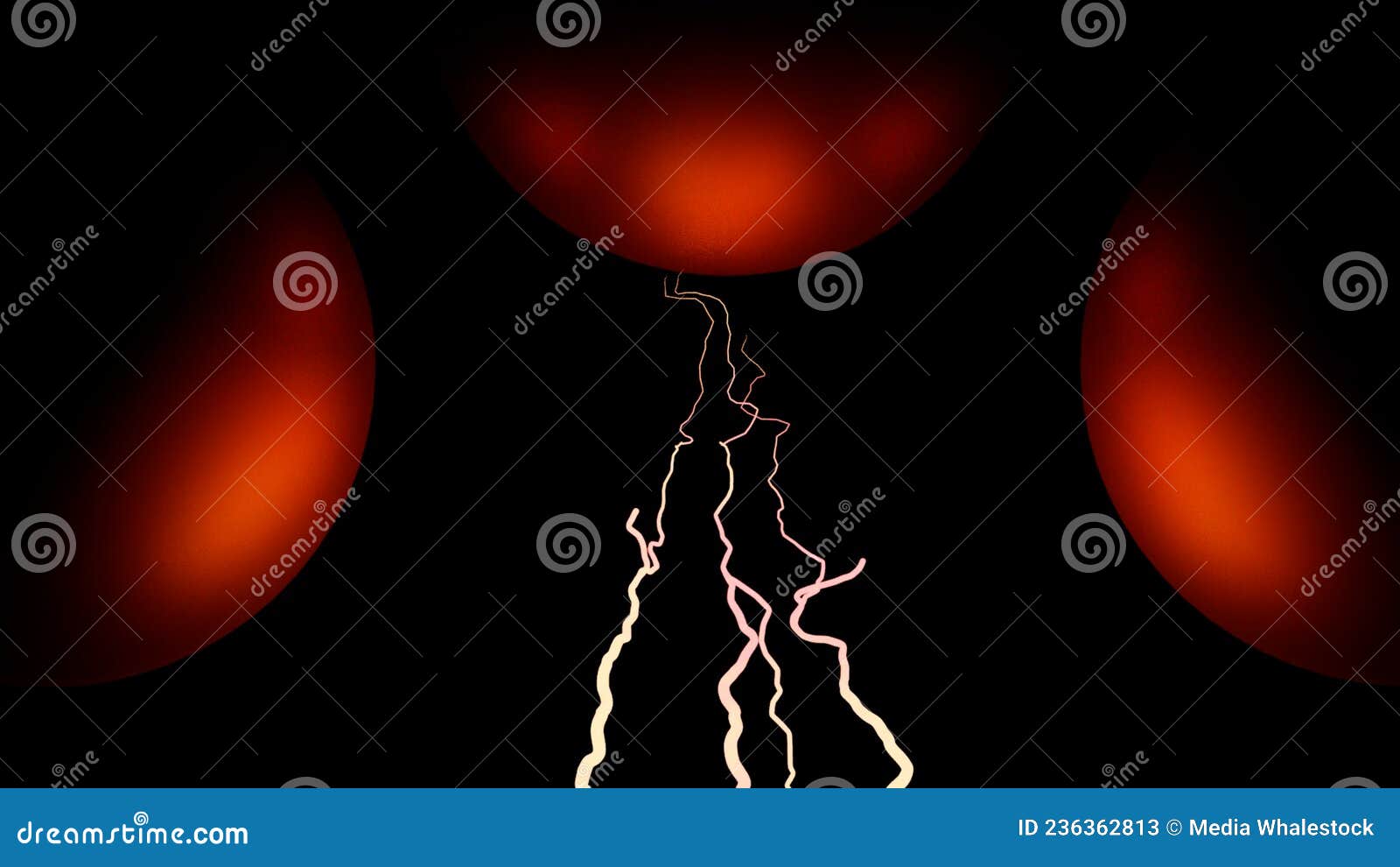 Set of Beautiful Lightning Strikes on a Black Background with Red Round ...