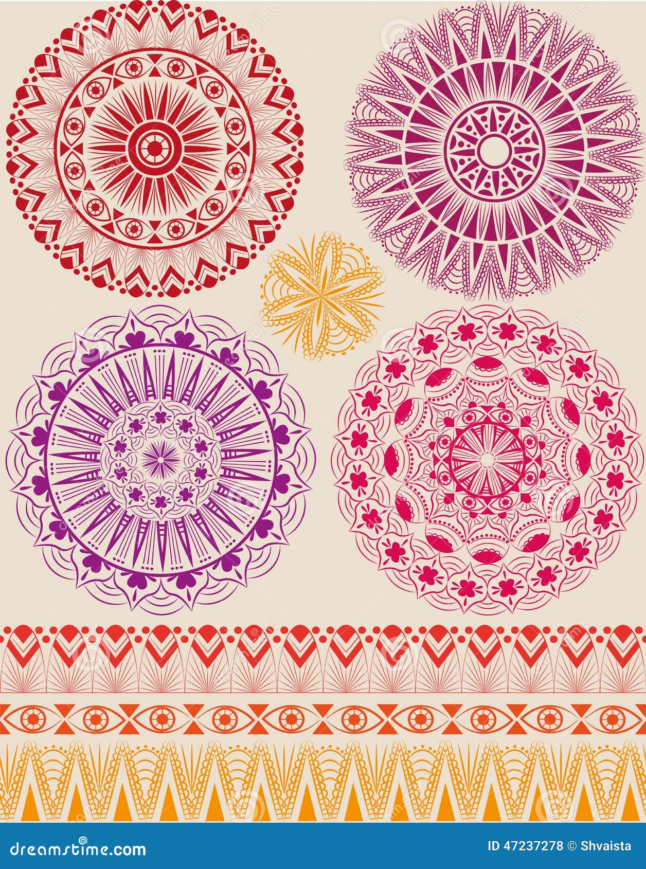 Set of beautiful mandalas stock vector. Illustration of patterns - 47237278