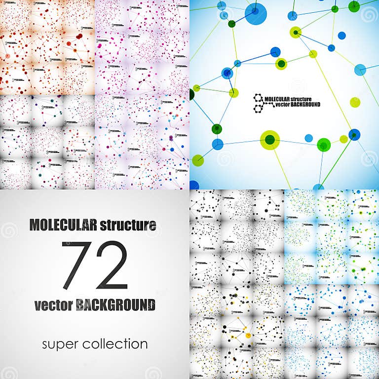 Set of Beautiful Molecular Structure Stock Vector - Illustration of ...