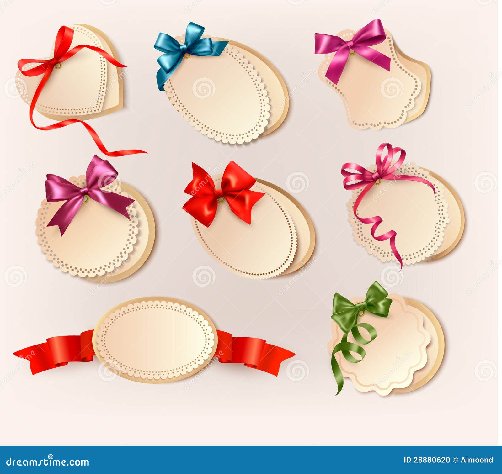 Set of Beautiful Retro Labels with Bows Stock Vector - Illustration of ...