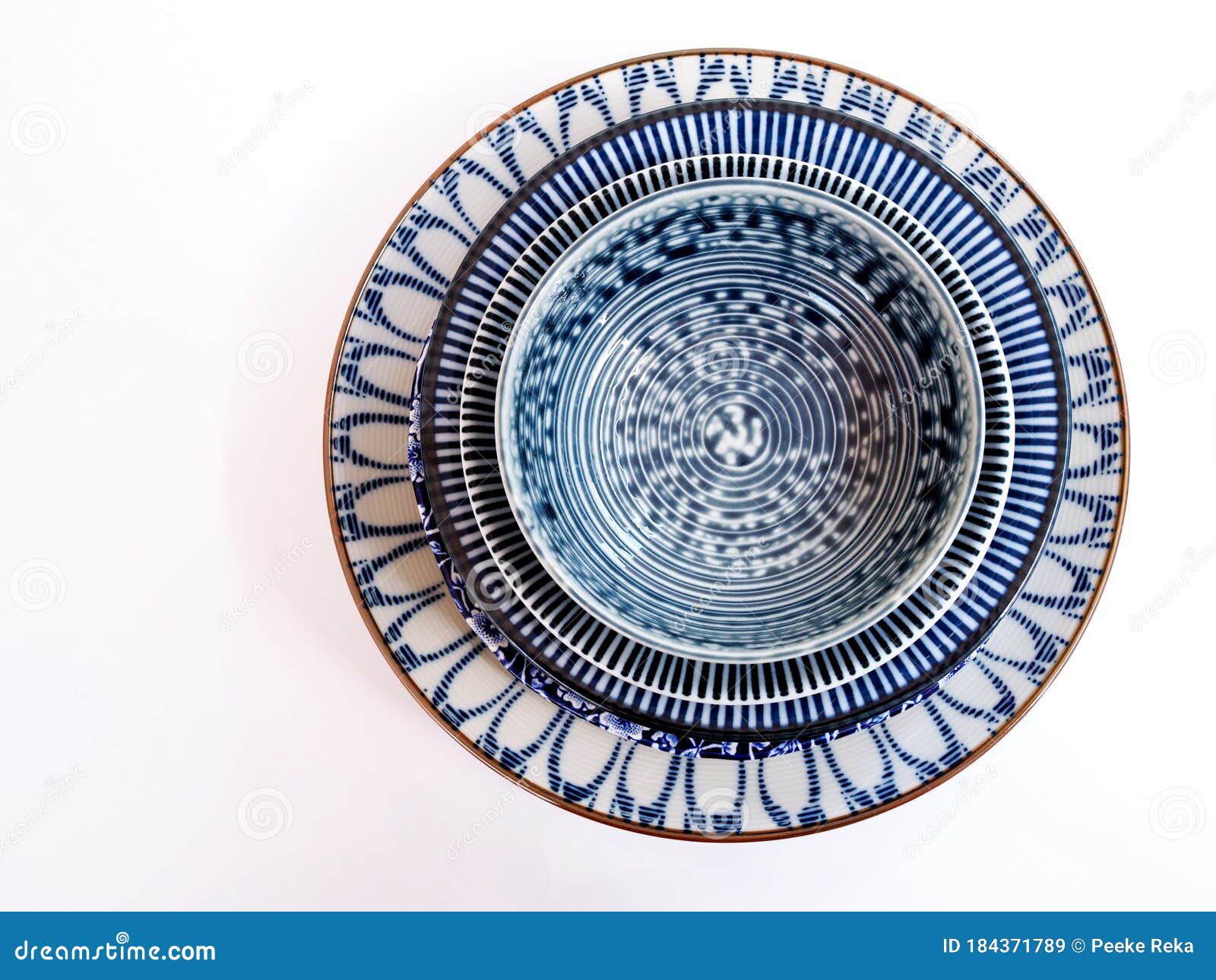 Set of Beautiful Round Ceramic Plate Porcelain Dish Isolated on White ...