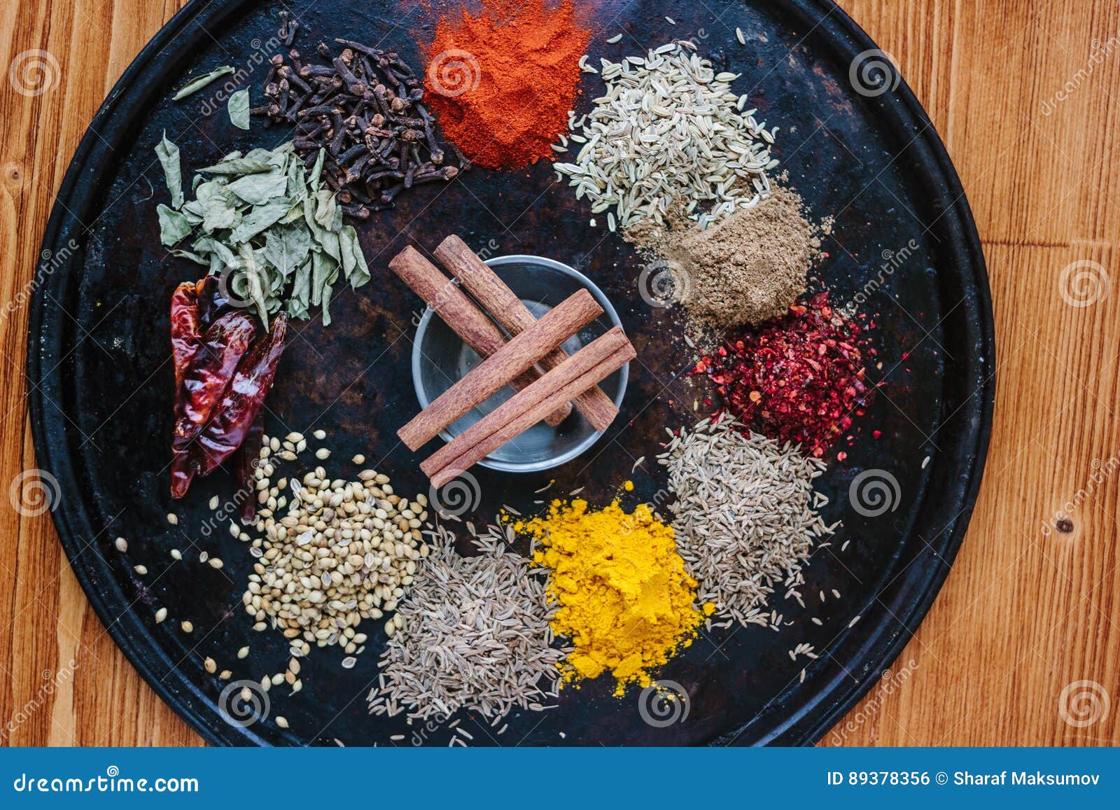 Set of Beautiful Spices Over Black Rustic Surface. Stock Photo - Image ...
