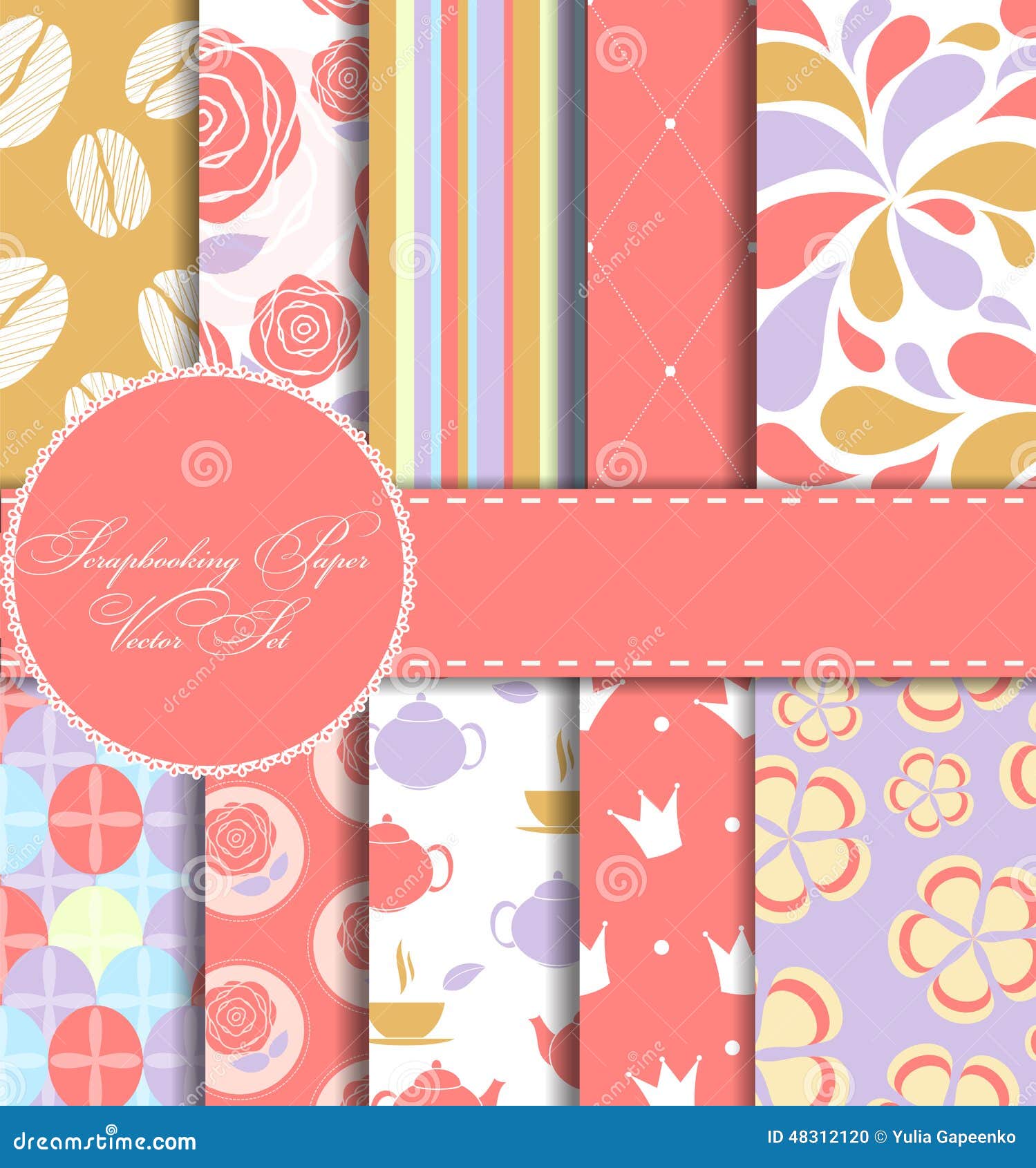 Set of Beautiful Vector Paper for Scrapbook Stock Vector - Illustration ...