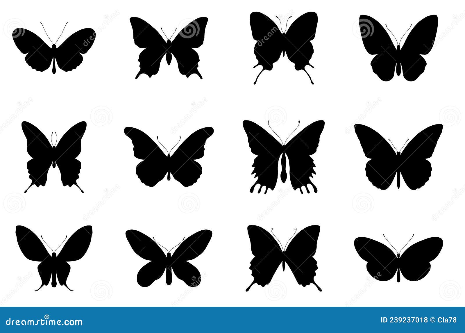 Silhouette Butterflies Design ,isolated On Transpant Background Vector ...