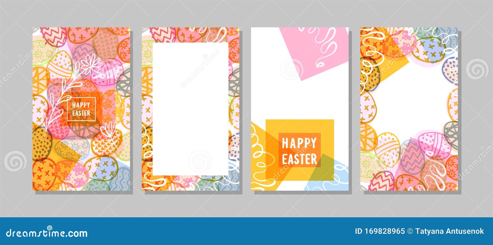 Set of Beautiful Vertical Easter Patterns for Social Networks. Colorful ...