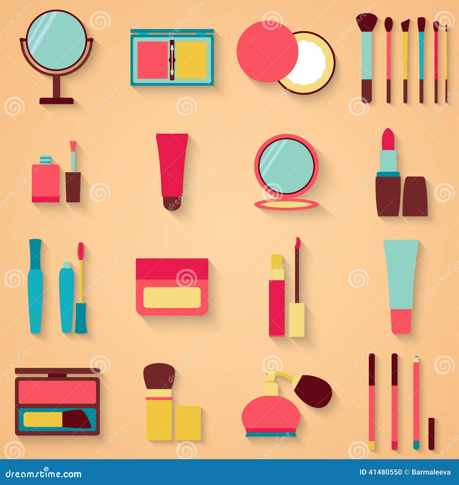 Set of Beauty and Cosmetics Icons. Makeup Vector Illustration Stock ...