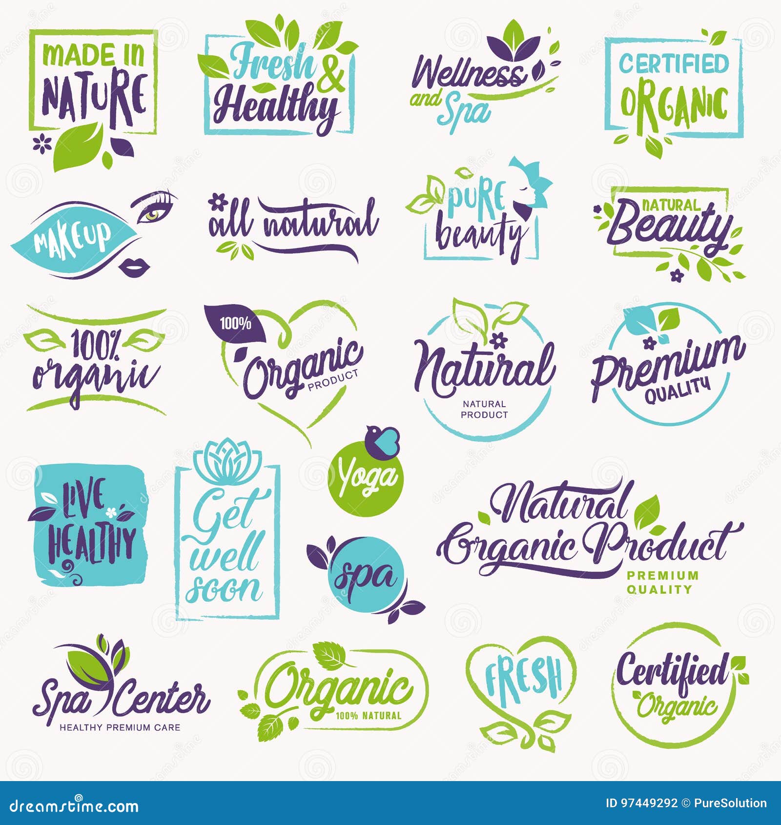 Set of Beauty and Cosmetics, Spa and Wellness Labels and Elements Stock ...