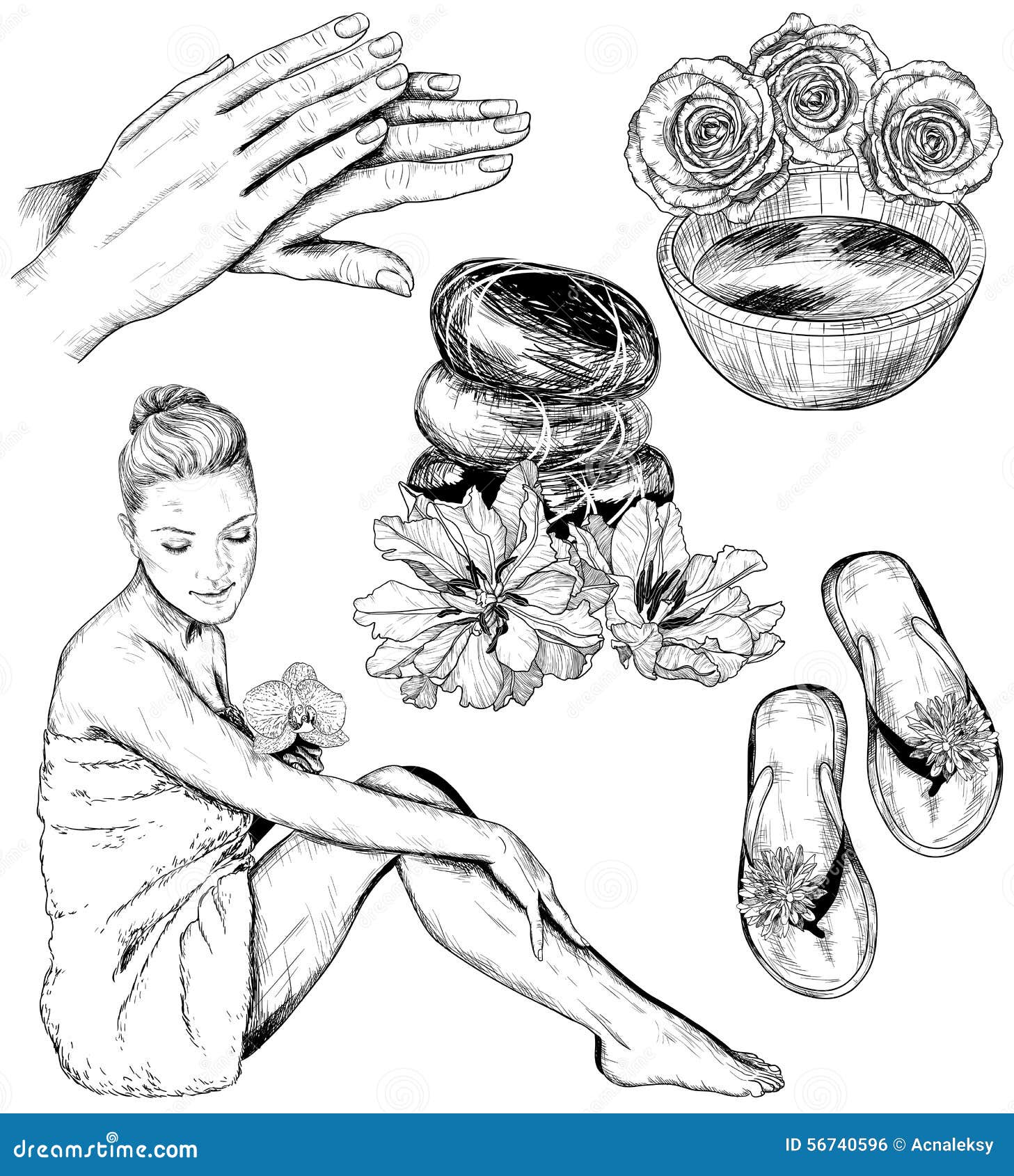 Set of Beauty and Healthcare Spa Illustrations Stock Vector ...