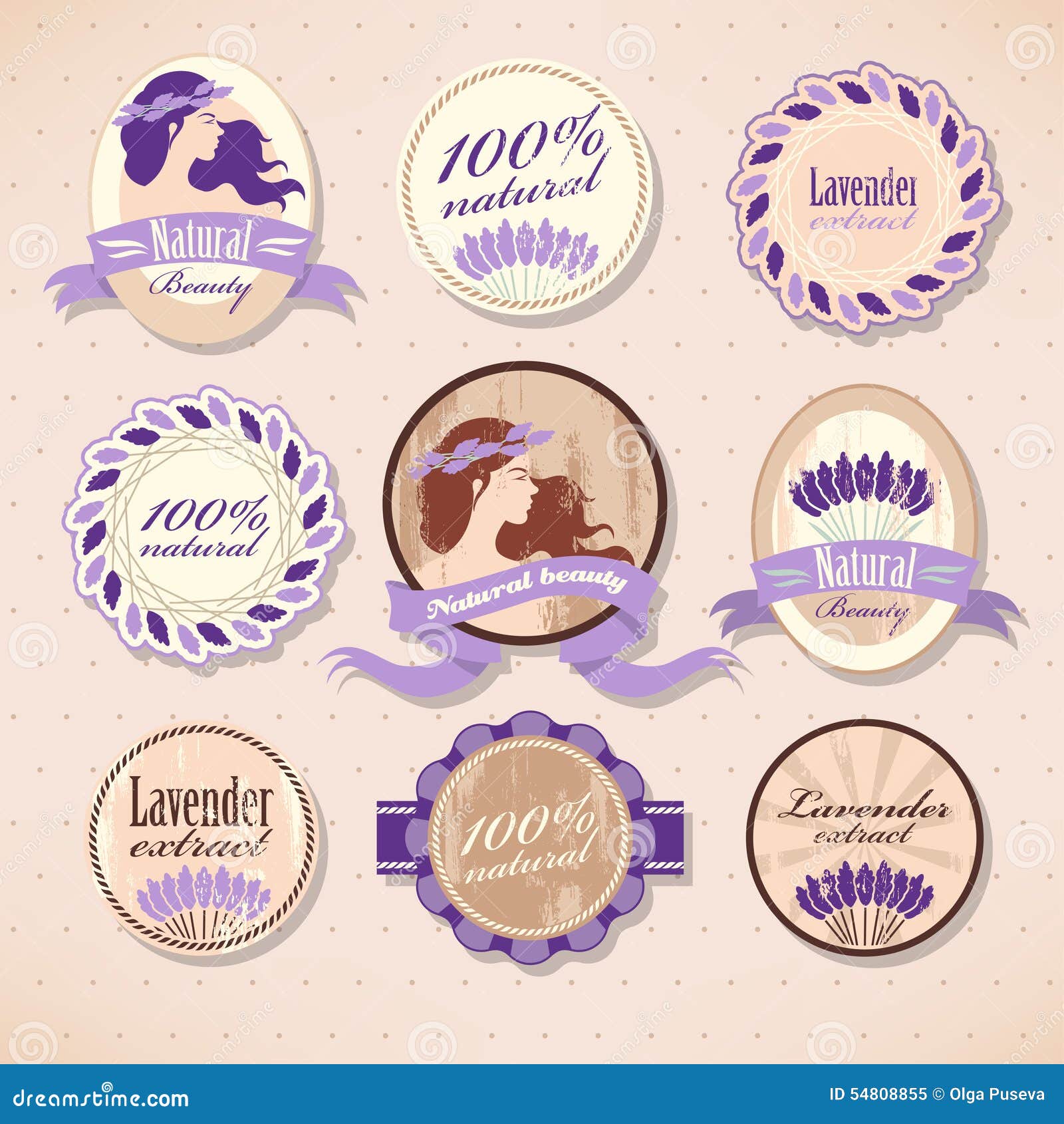 Set of beauty labels stock vector. Illustration of element - 54808855