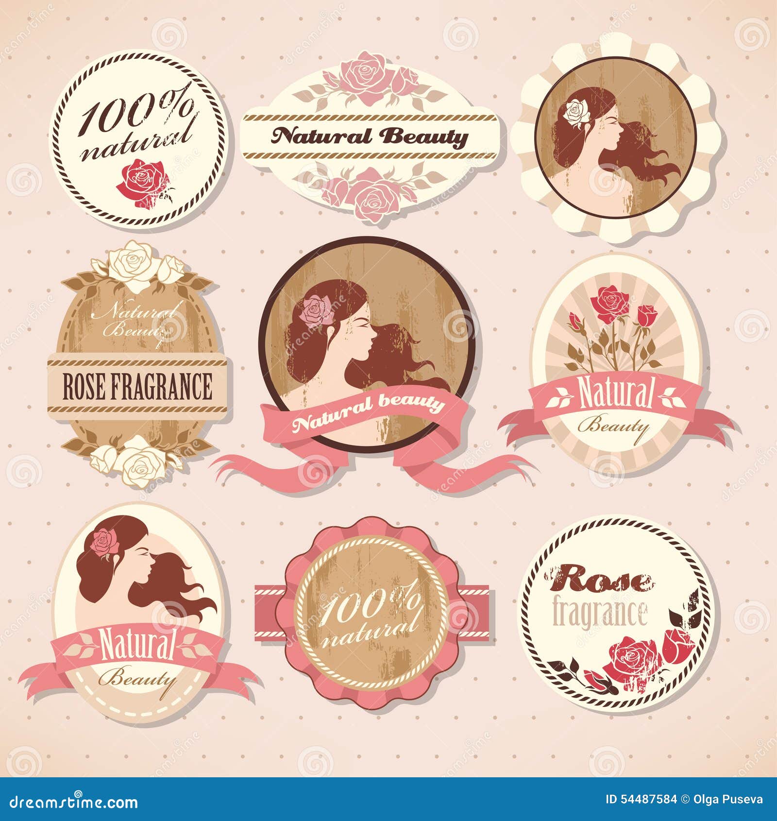 Set of beauty labels stock vector. Illustration of ingredients - 54487584
