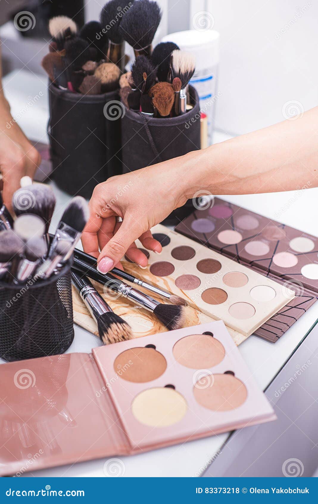Set of Beauty Products on a Table Stock Photo - Image of apply ...