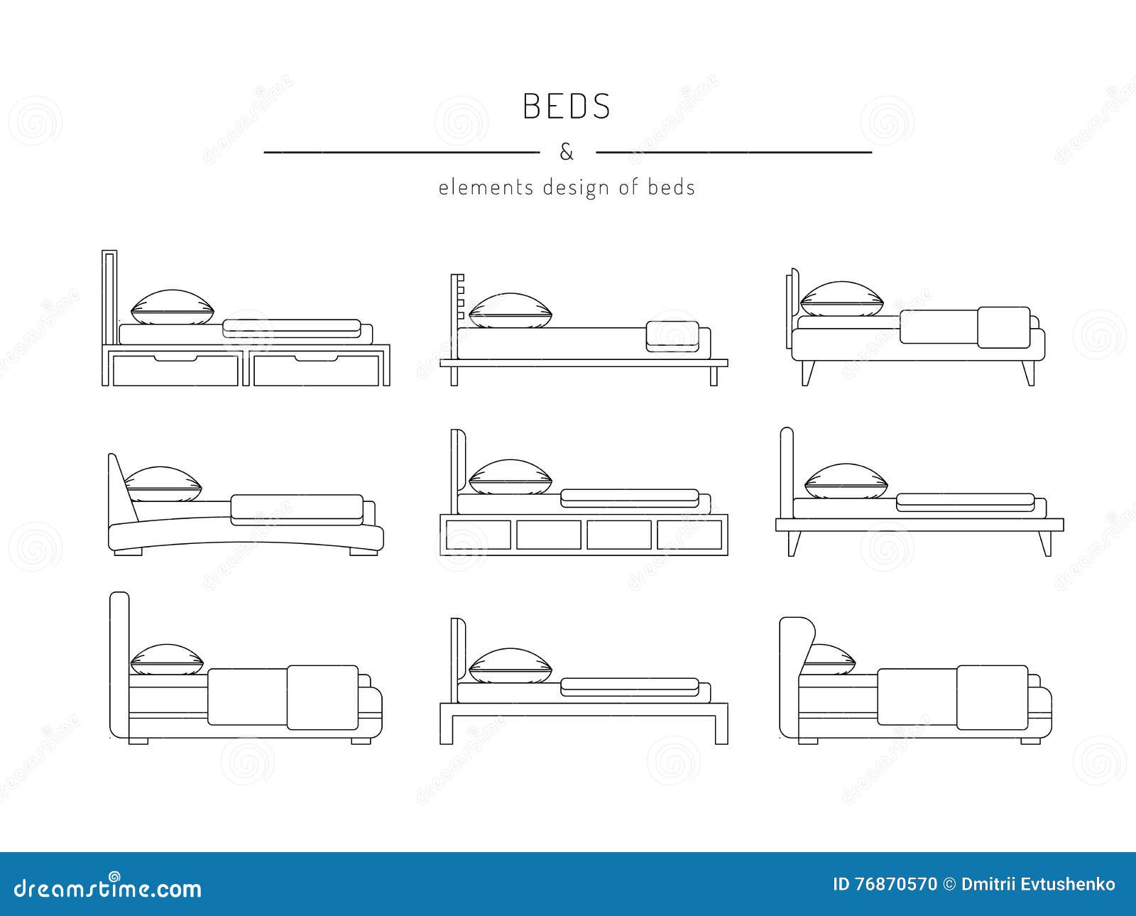 Set bed outline stock vector. Illustration of contour - 76870570