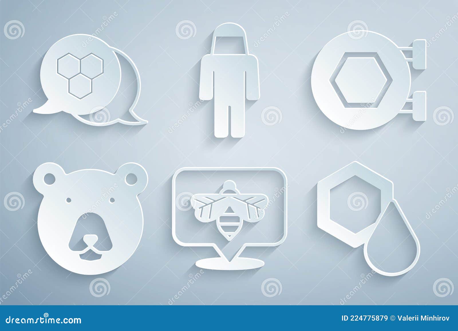 Set Bee, Hanging Sign with Honeycomb, Bear Head, Honeycomb, Beekeeper ...