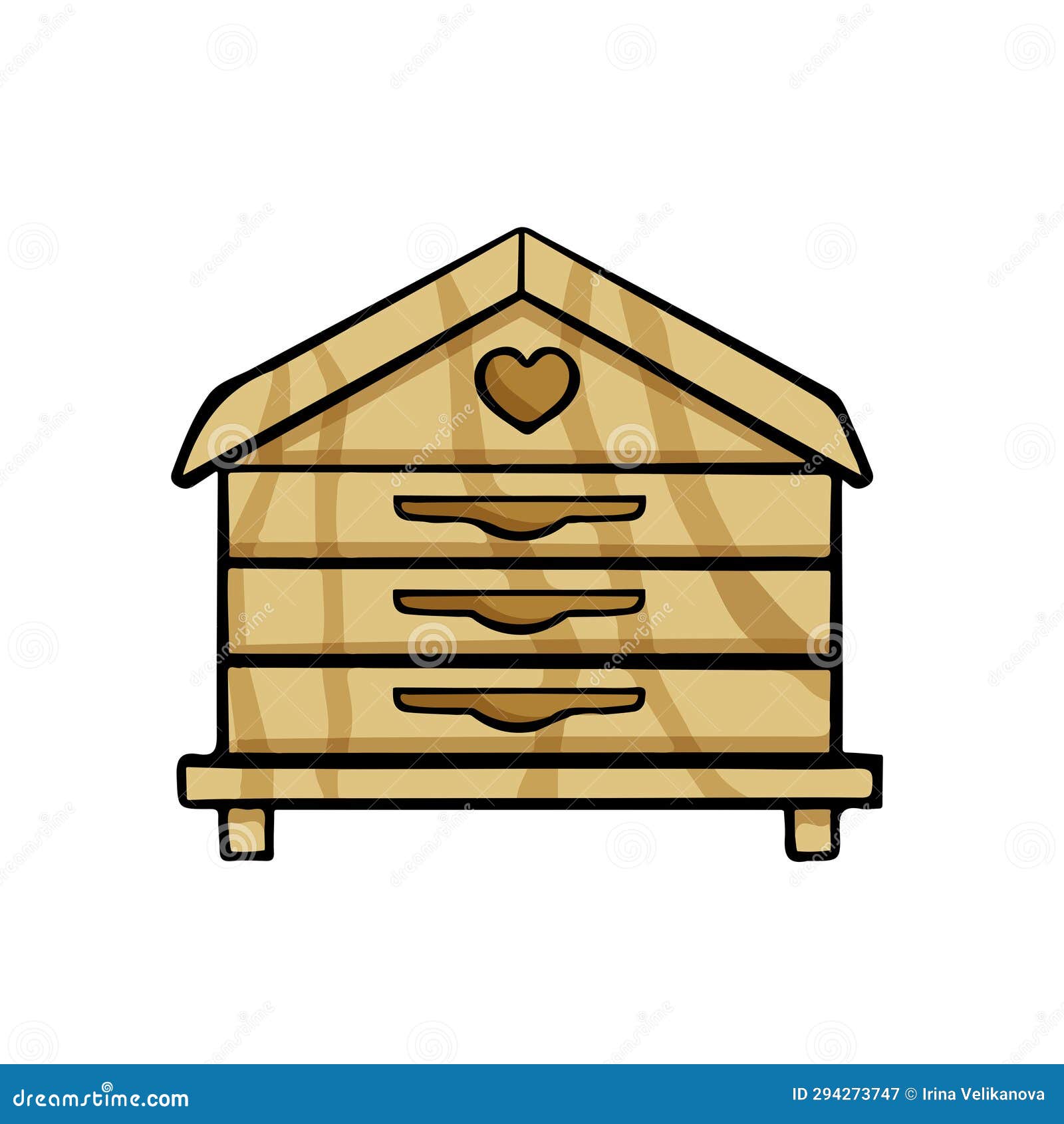 Set of Beehive, Wooden Bee House, Vector Illustration Stock Vector ...