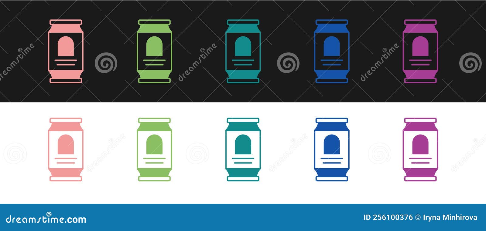 Set Beer Can Icon Isolated on Black and White Background. Vector Stock ...