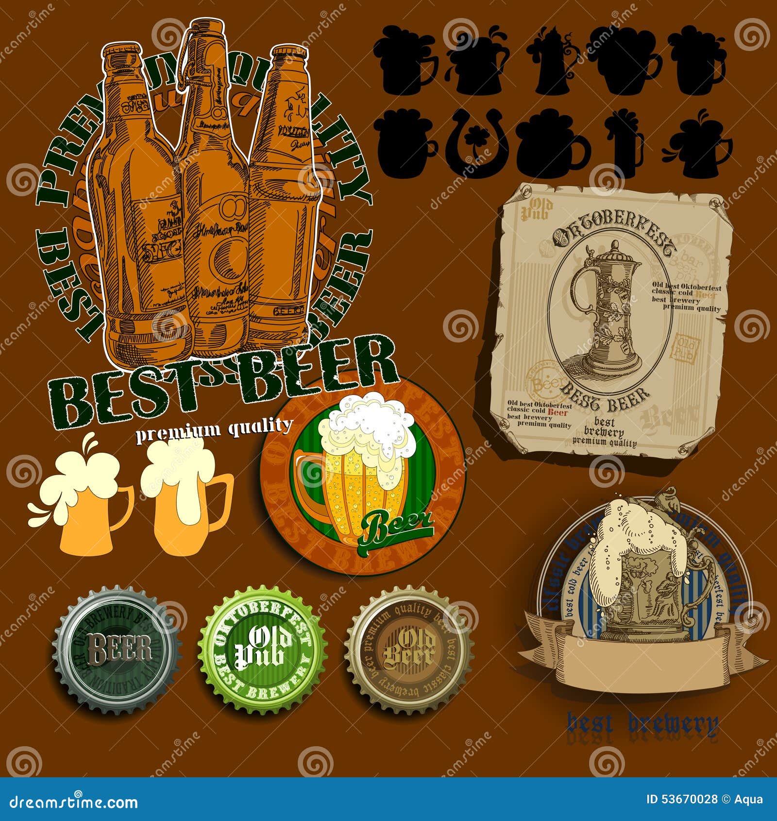 Set of beer elements editorial stock photo. Illustration of alcohol ...