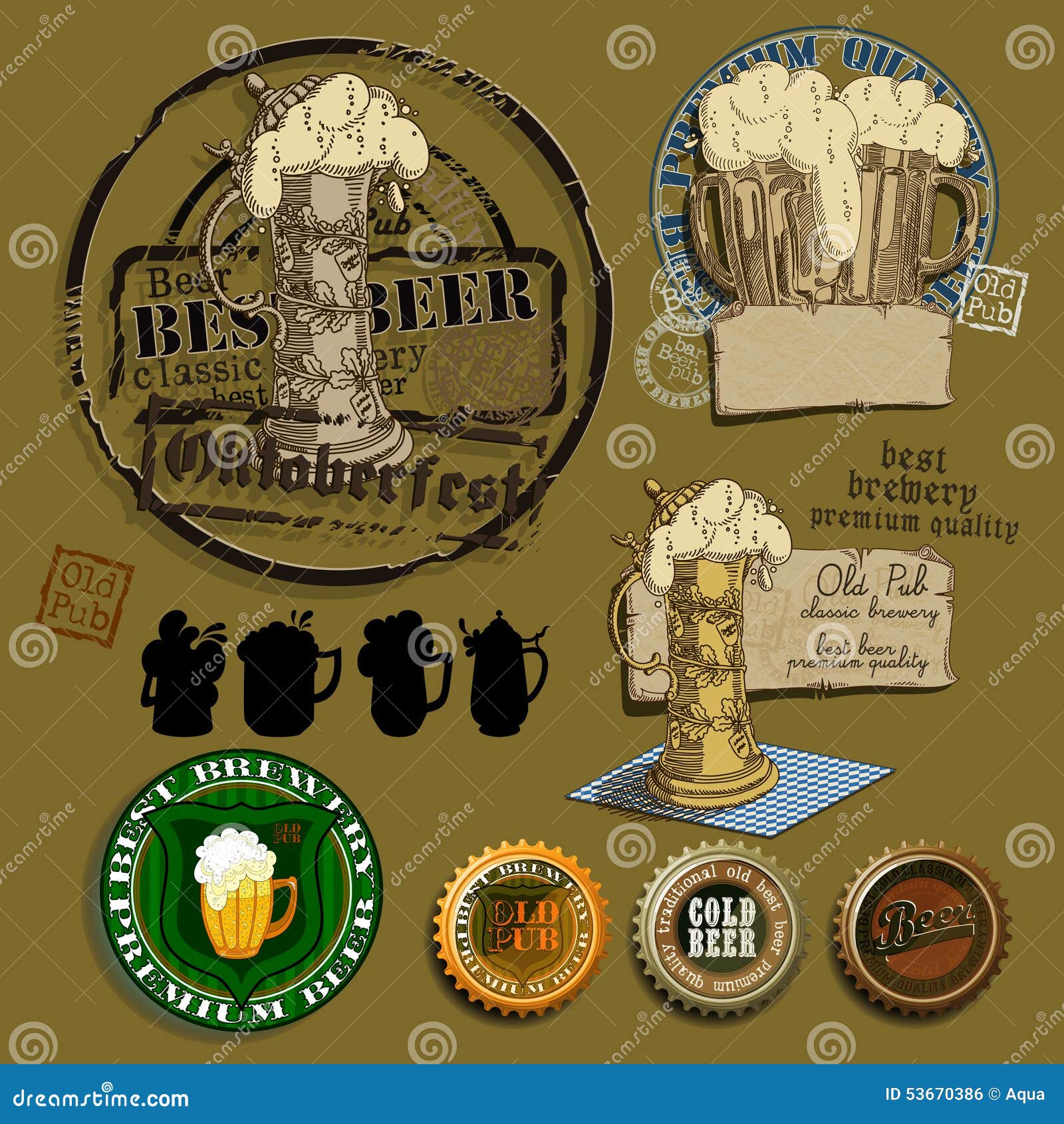 Set of beer elements editorial photo. Illustration of thirsty - 53670386