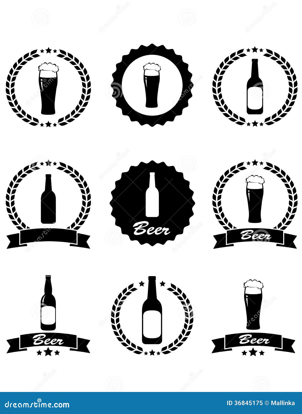 Set of beer emblem stock vector. Illustration of brewery - 36845175