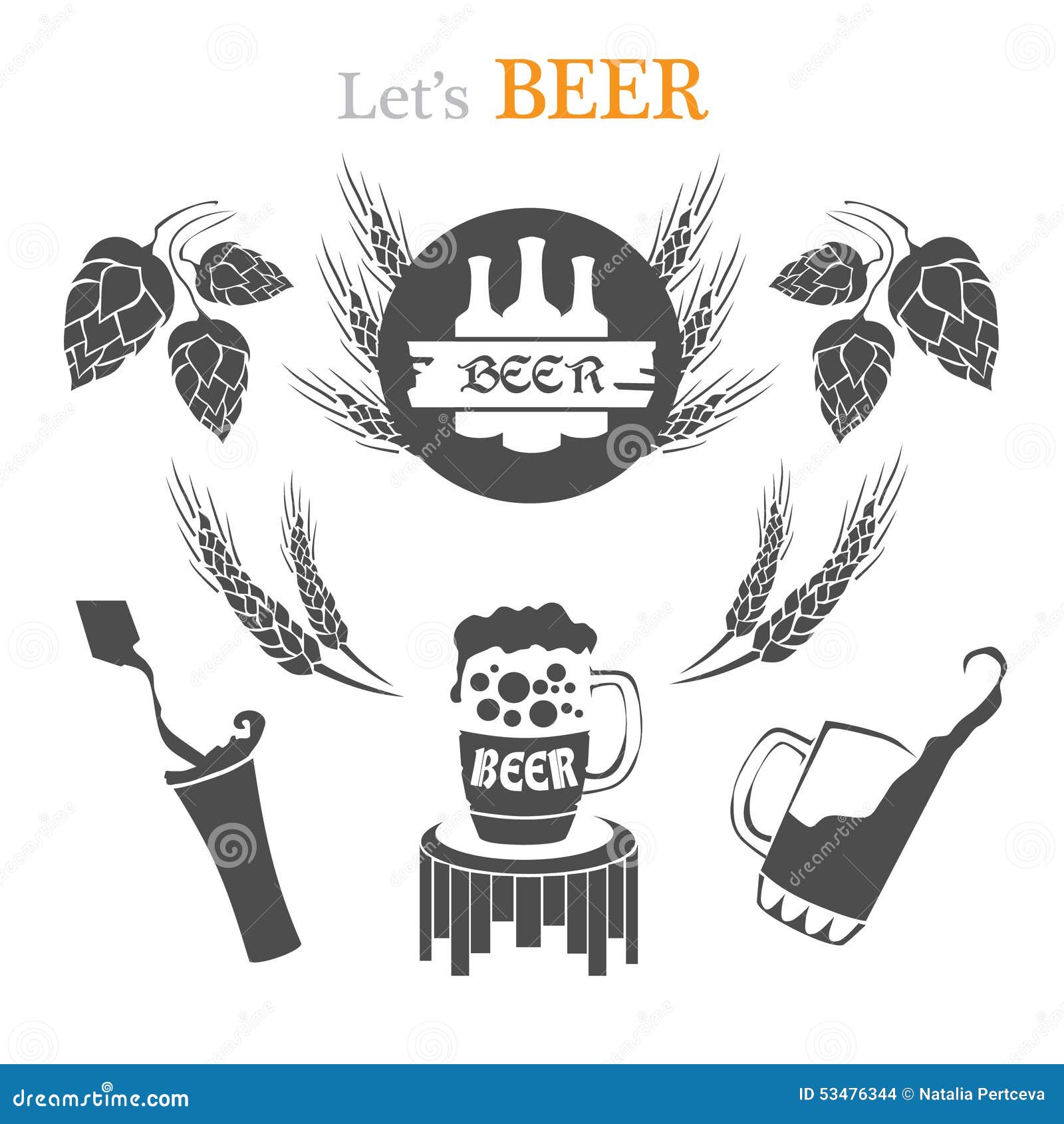 Set of Beer Emblems, Symbols, Logo, Badges, Signs, Icons and Design ...