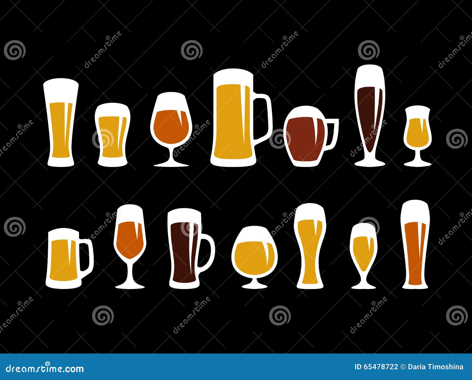 Set of beer glasses stock vector. Illustration of lager - 65478722