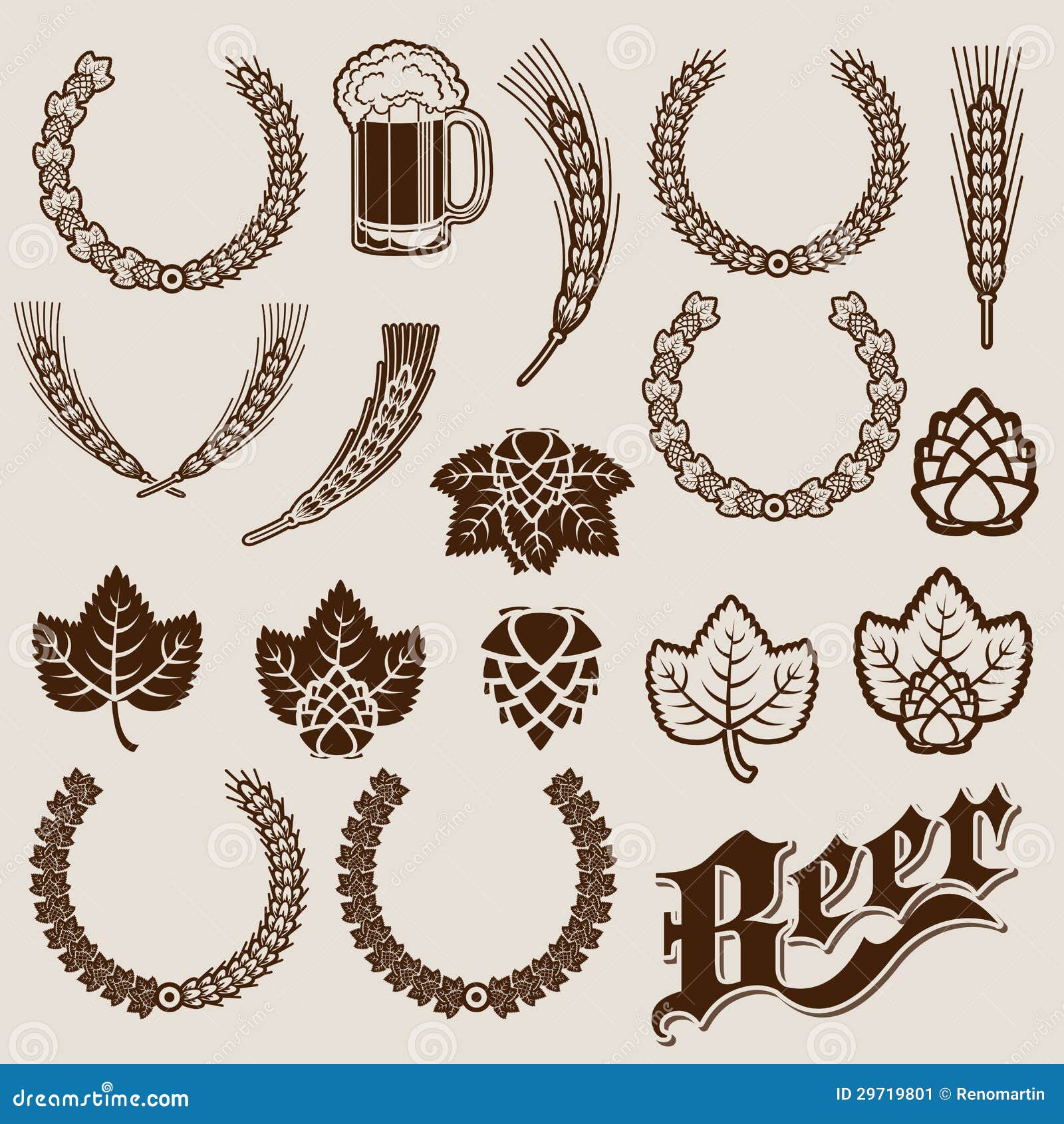 Beer Ingredients Ornamental Designs Stock Vector - Illustration of ...