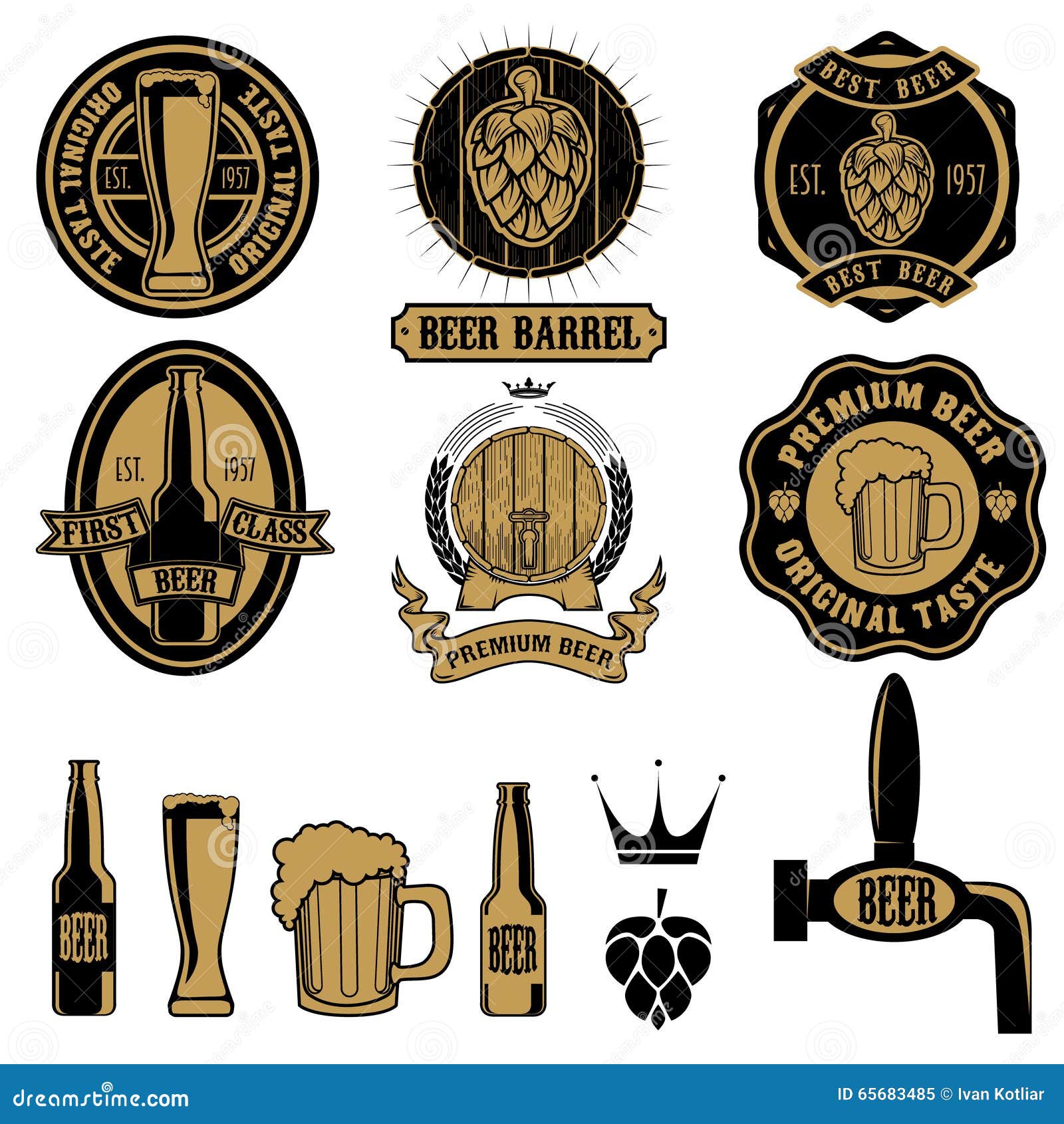 Set of Beer Labels and Design Elements Stock Vector - Illustration of ...