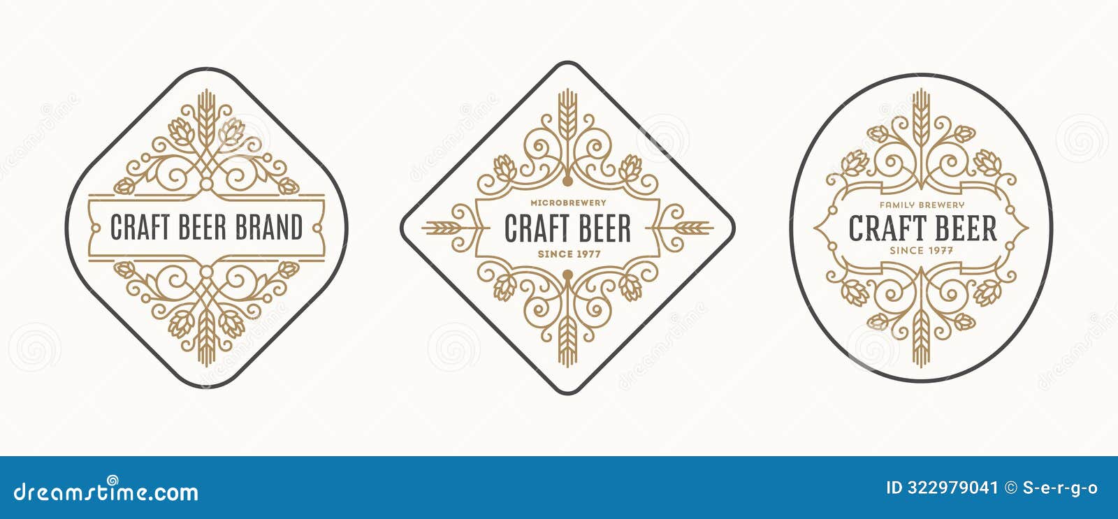 Set of Beer Labels and Logo. Craft Beer and Microbrewery Flourishes ...
