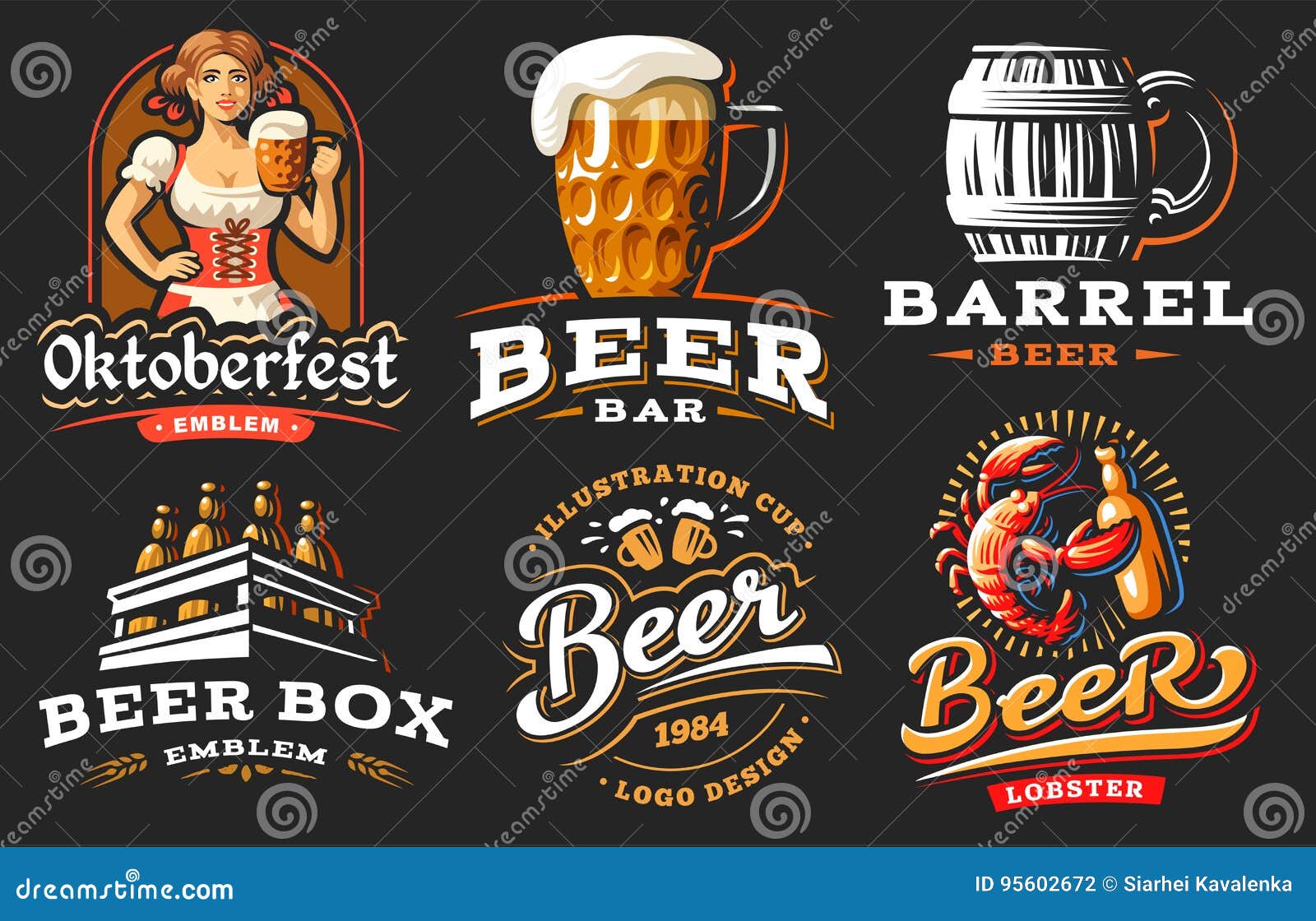 Set Beer Logo - Vector Illustration, Emblem Brewery Design Stock Vector ... Set Beer Logo - Vector Illustration, Emblem Brewery Design Stock Vector ...