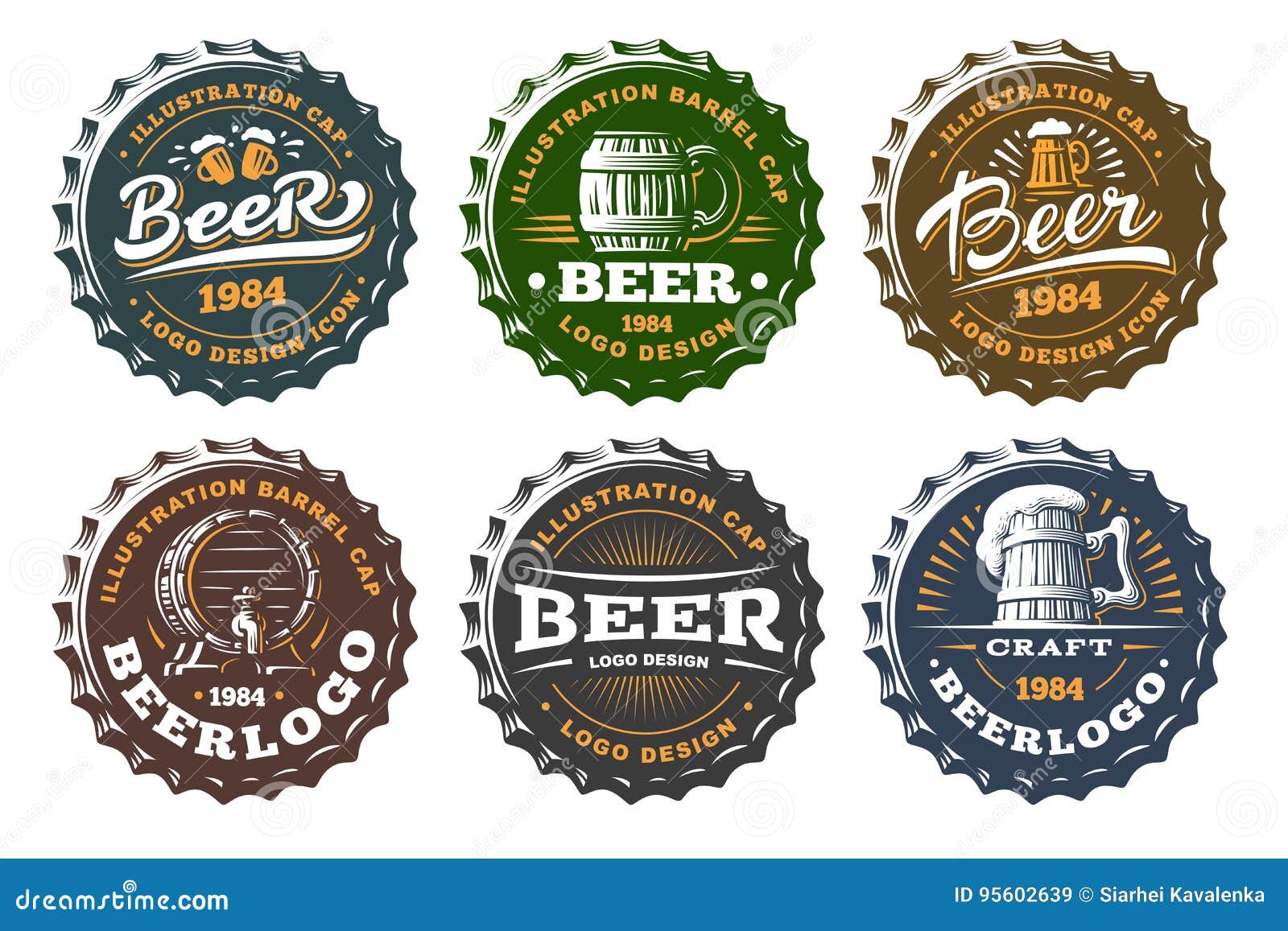 Set Beer Logo - Vector Illustration, Emblem Brewery Design Stock Vector ...