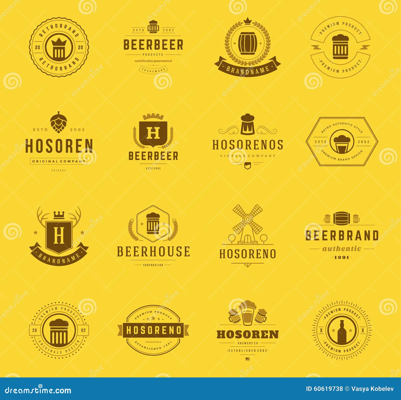 Set Beer Logos, Badges and Labels Vintage Style Stock Vector ...