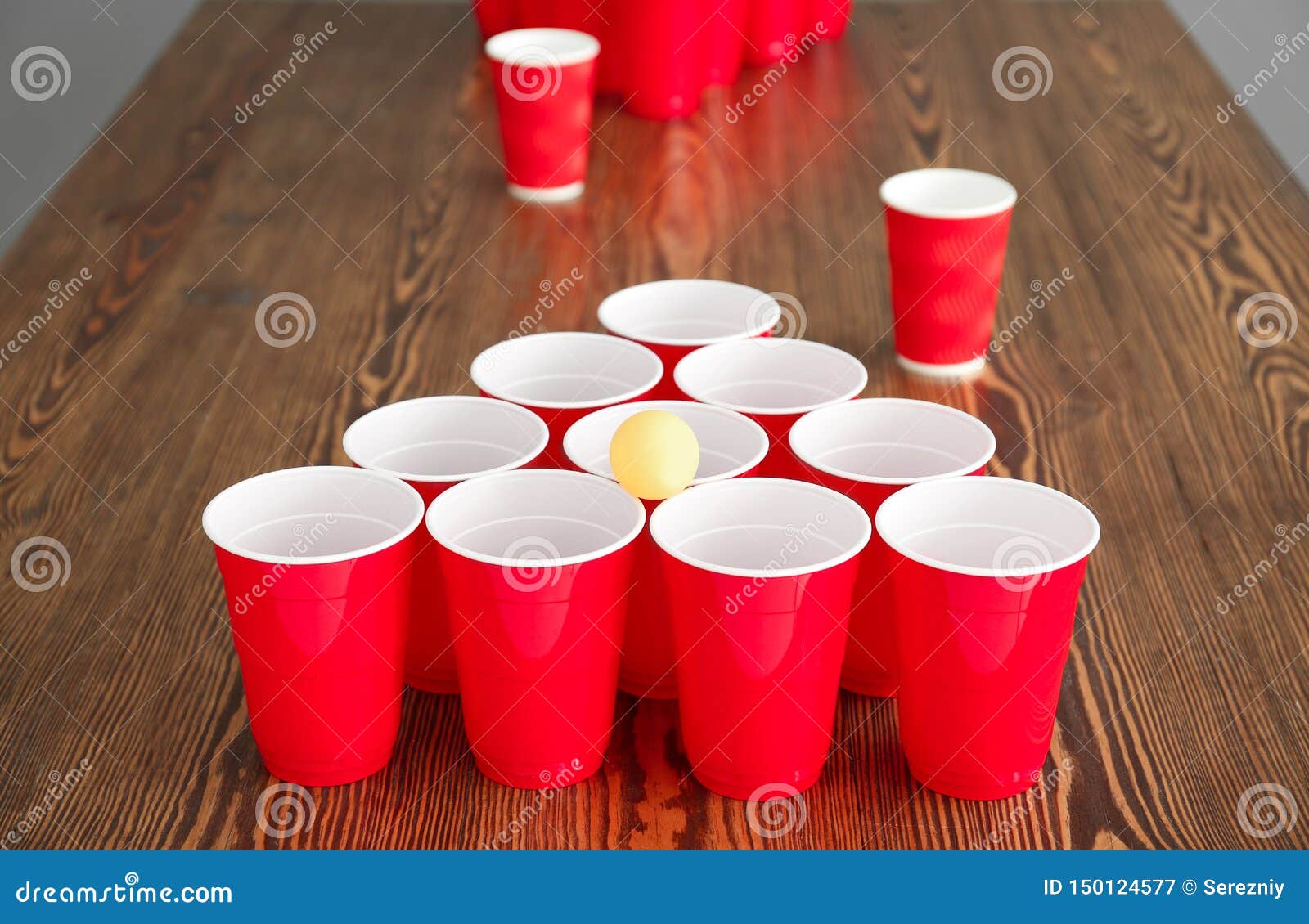 Set for Beer Pong Game on Table Stock Image - Image of booze, activity ...